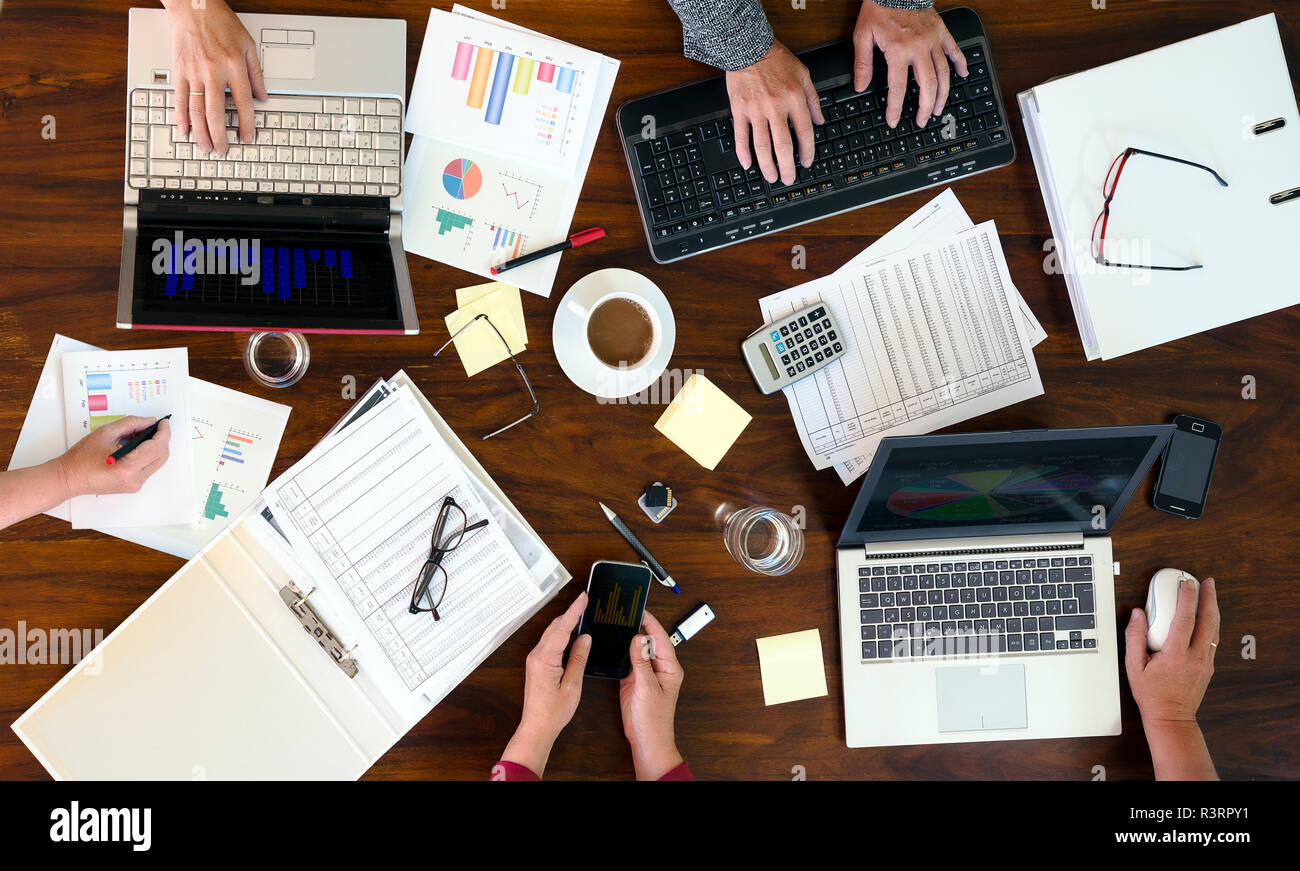 Aerial view people desk hi-res stock photography and images - Alamy