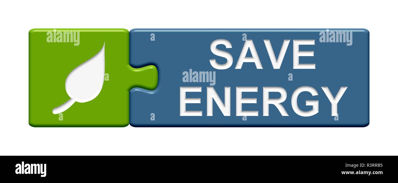 puzzle button: save energy Stock Photo - Alamy