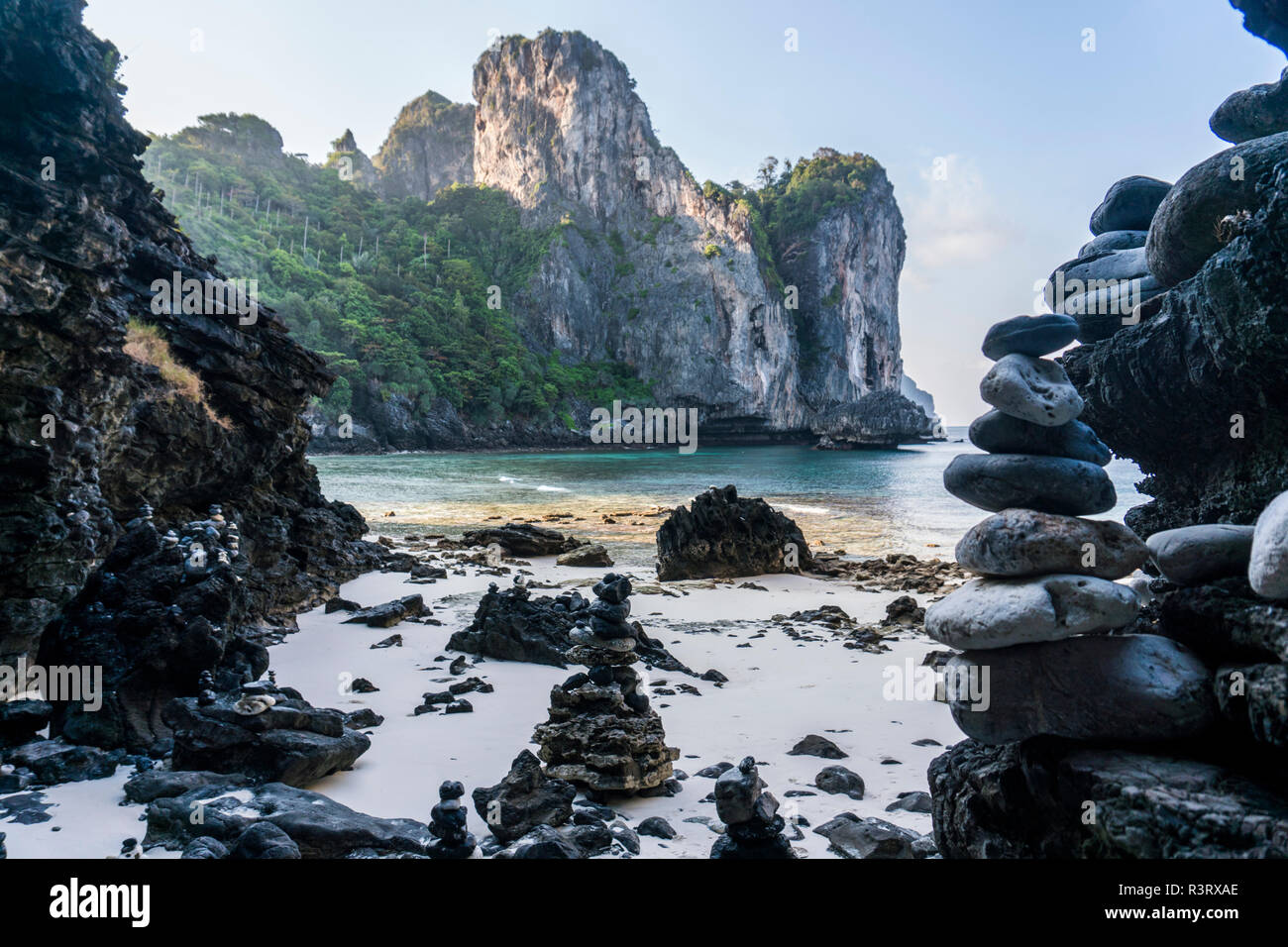 Morning at Nui Bay Beach, Phi-Phi, Thailand, Krabi province Andaman sea ...