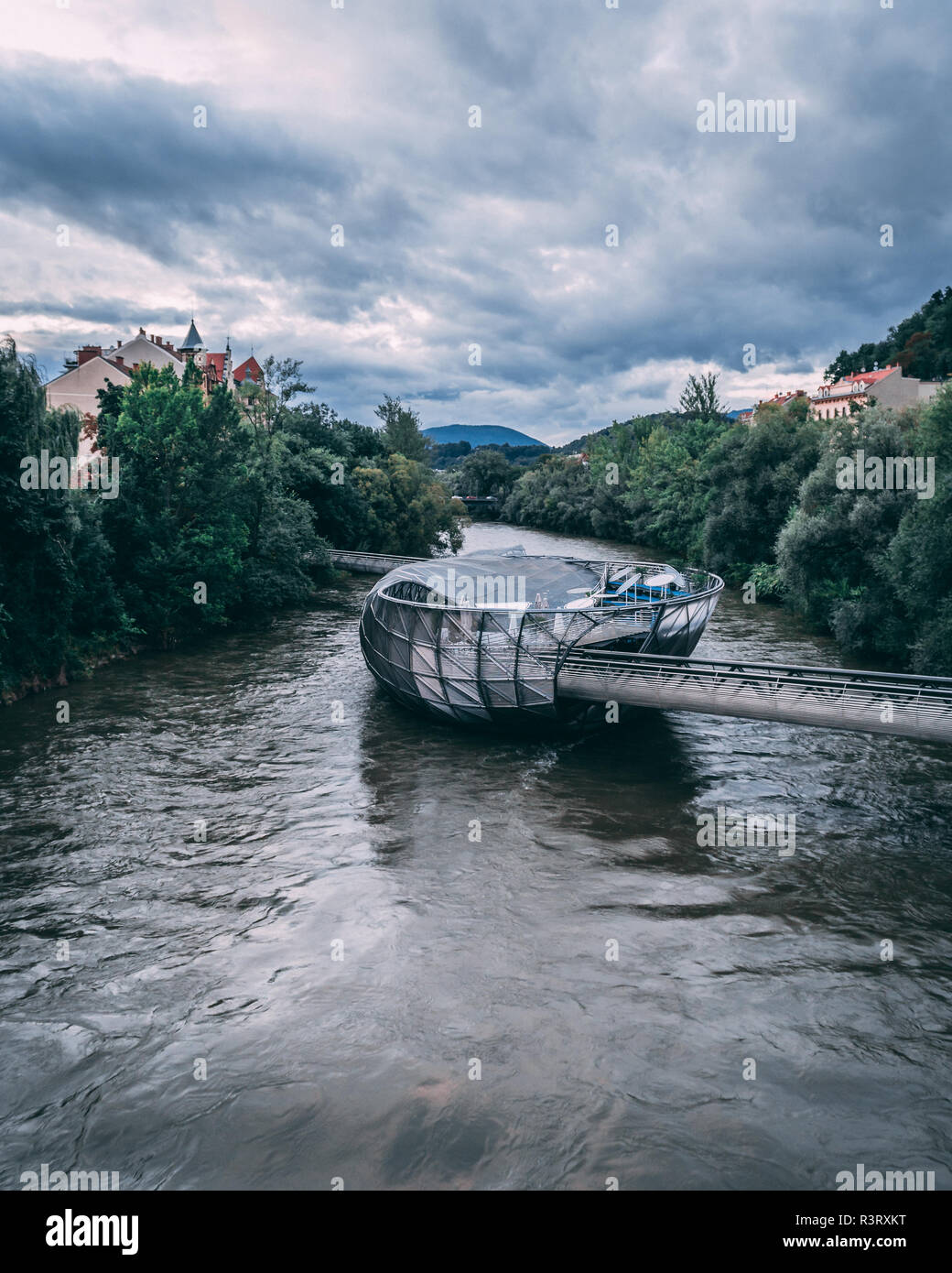 Island on the river mur in Graz, Austria Stock Photo - Alamy