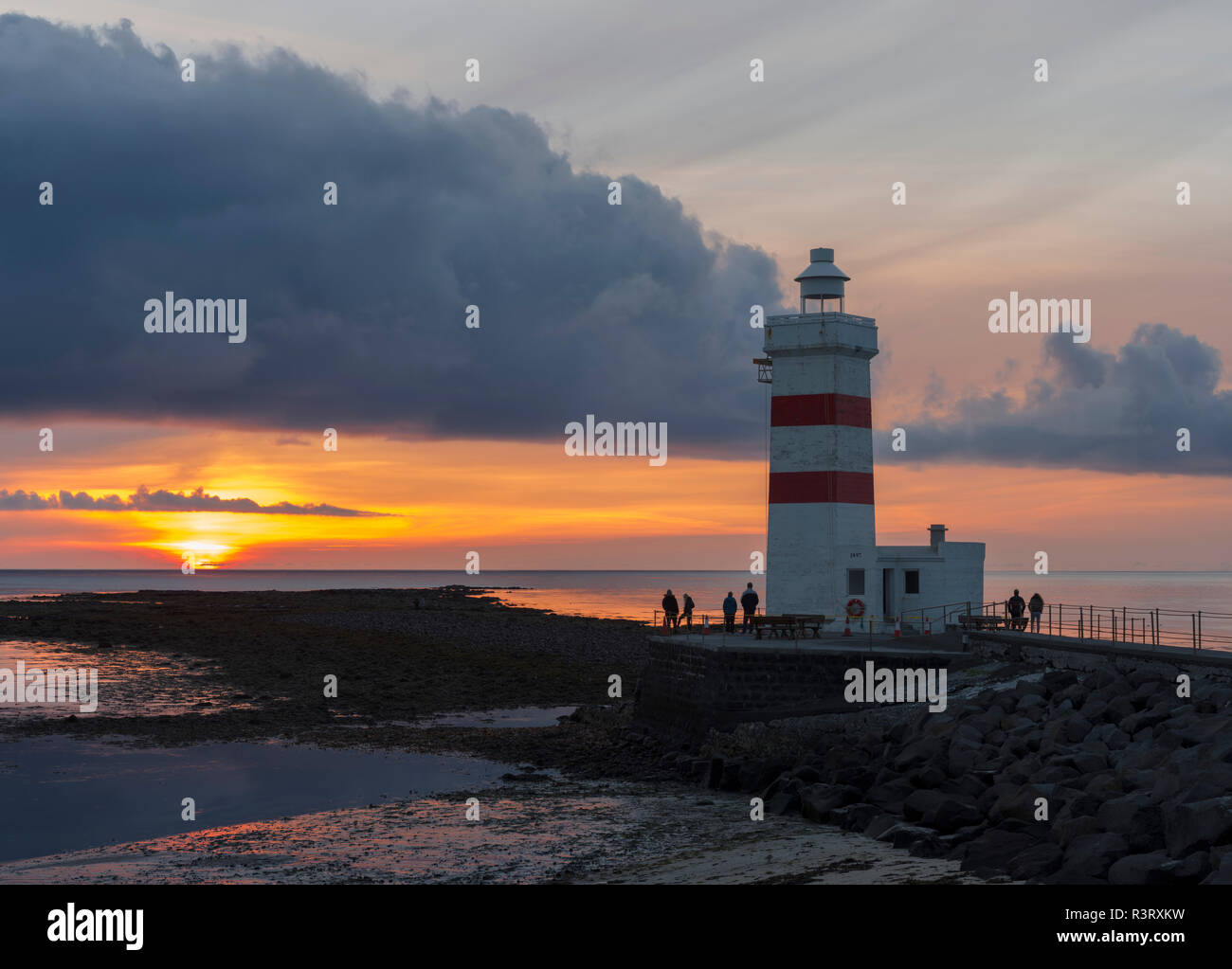 Cape Gardskagi lighthouse during sunset on Reykjanes peninsula in ...