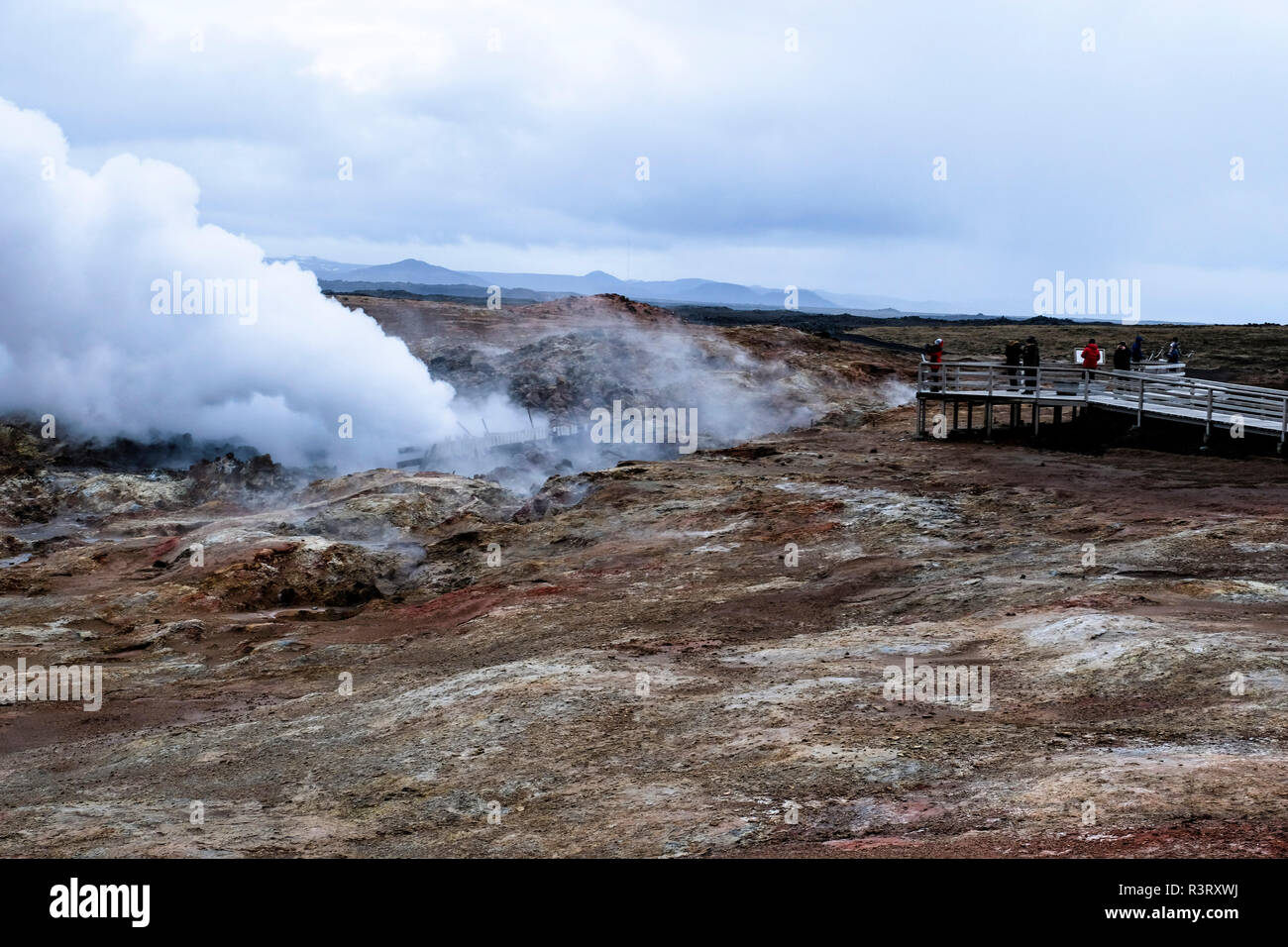 Viewing geothermal hot spring Stock Photo - Alamy