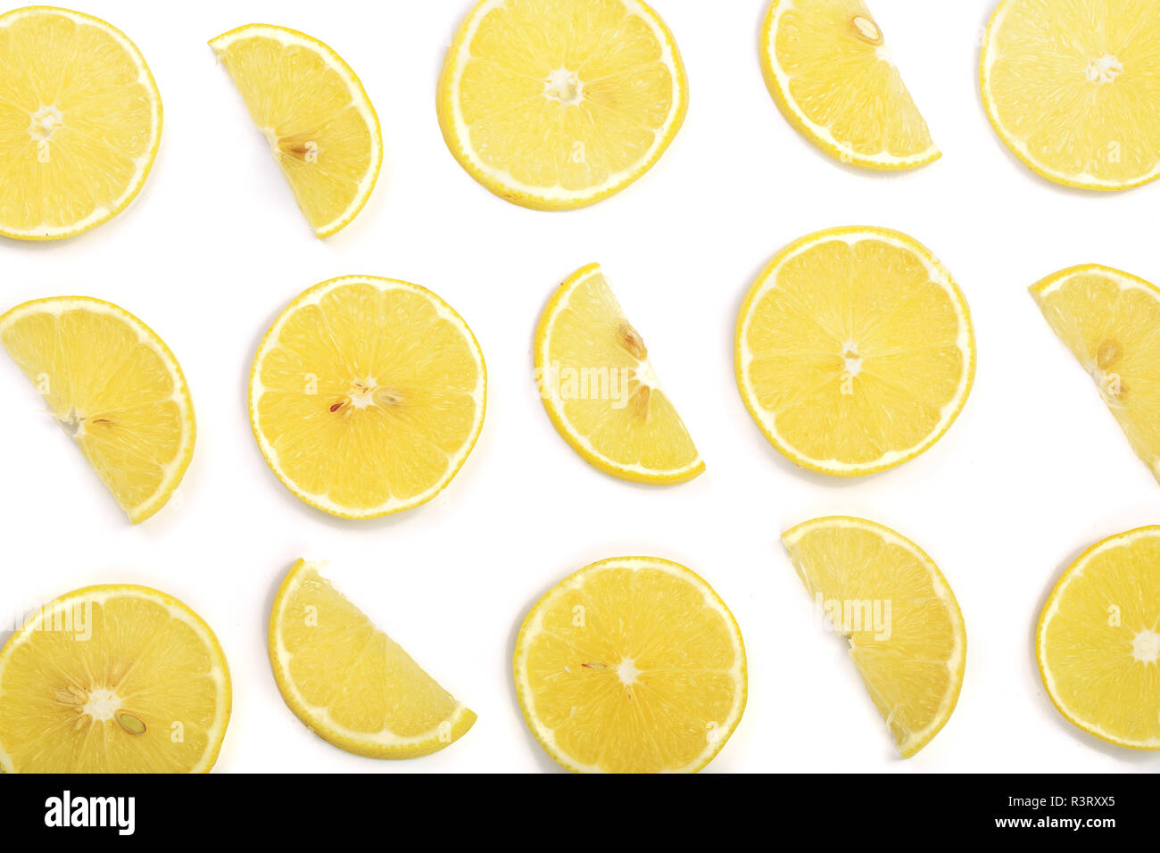 Slices lemon isolated on white background. Flat lay, top view Stock ...