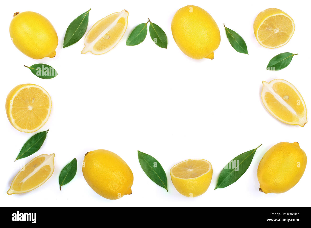 frame of lemon isolated on white background with copy space for your ...