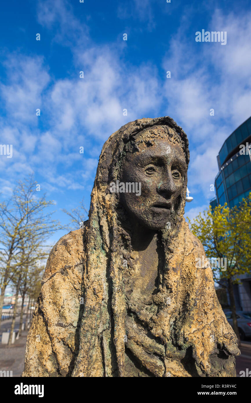 Ireland, Dublin, statues of the Famine Memorial, Custom House Quay ...
