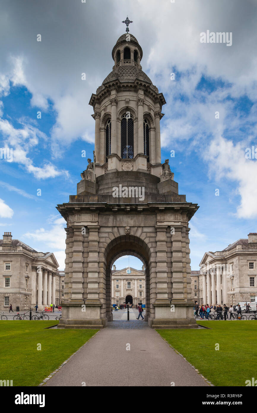 Ireland, Dublin, Trinity College, Parliament Square and Campanile Stock ...