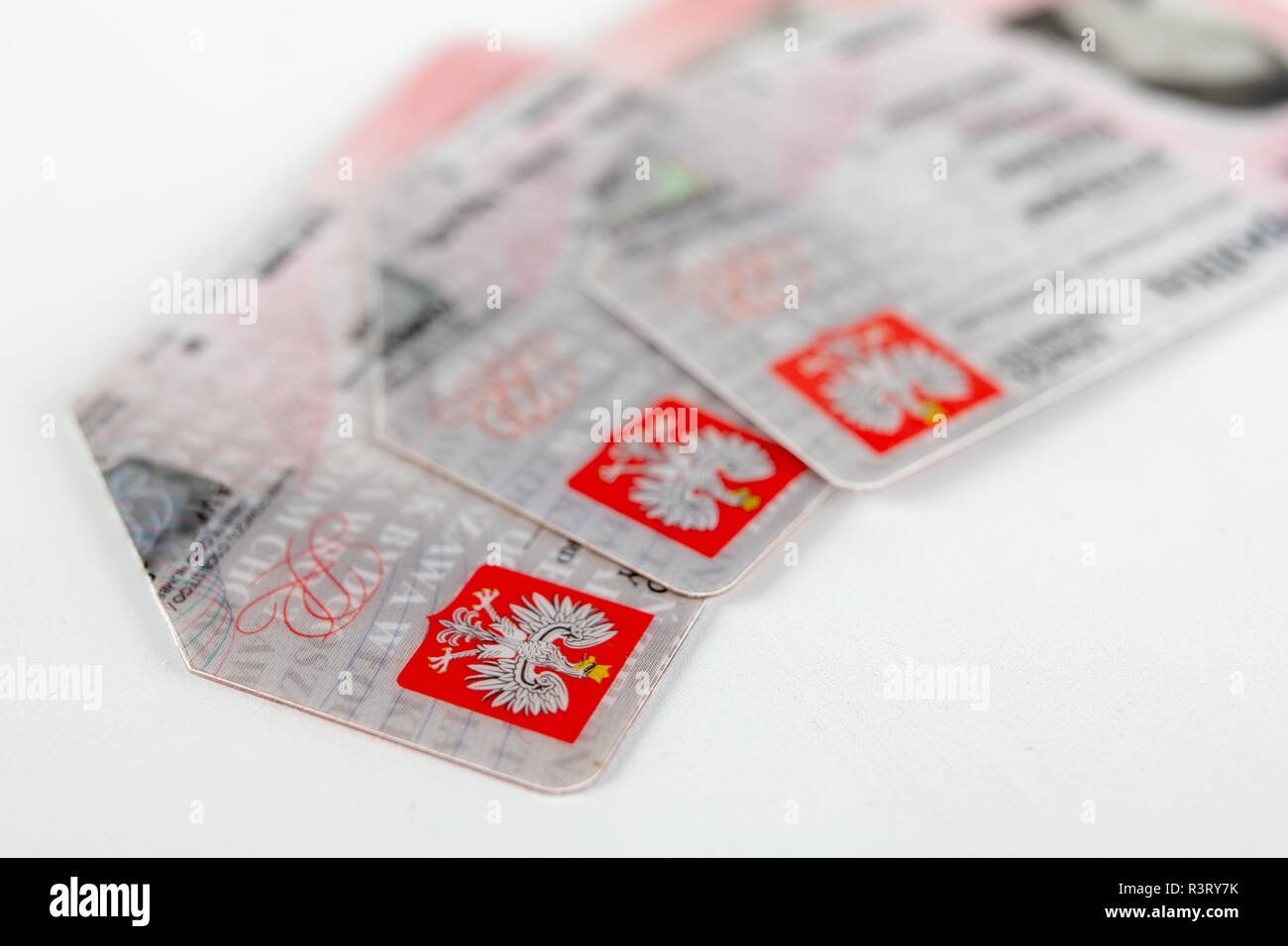 Polish ID card on a white table. An identification document with Polish ...
