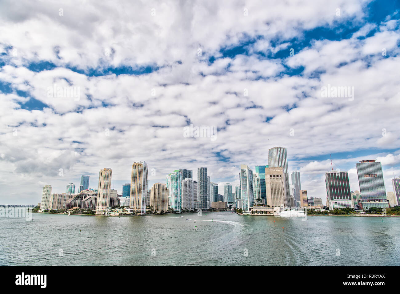 Aerial view of Miami waterfront skyline downtown at sunny day Stock ...