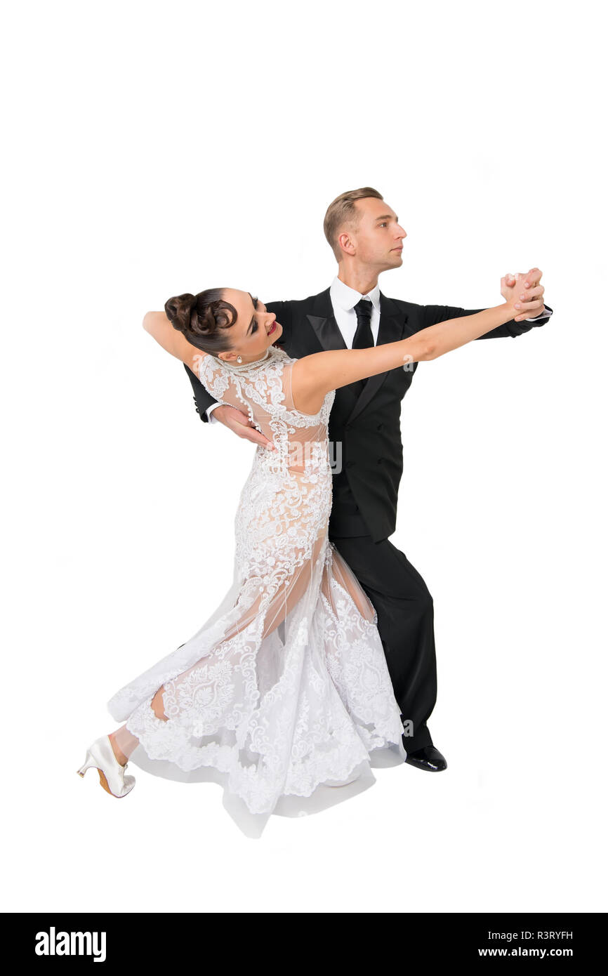 dance ballroom couple in a dance pose isolated on white background ...