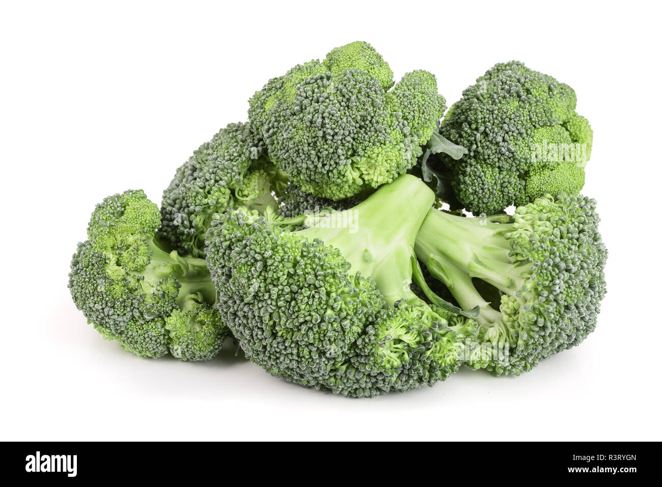 fresh broccoli isolated on white background close-up. Top view Stock ...