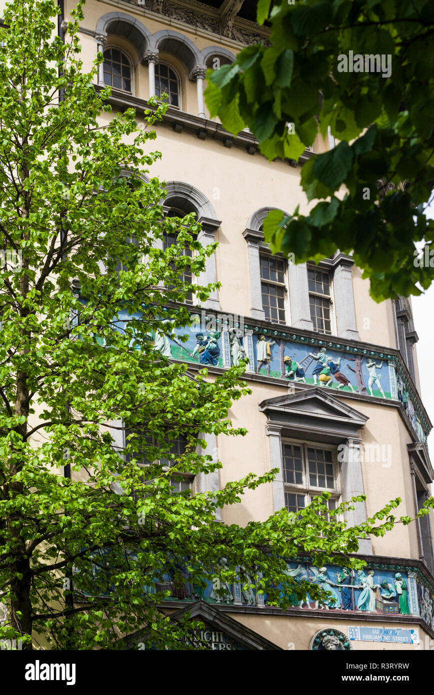 Ireland, Dublin, Sunlight Chambers building, exterior ceramic frieze ...