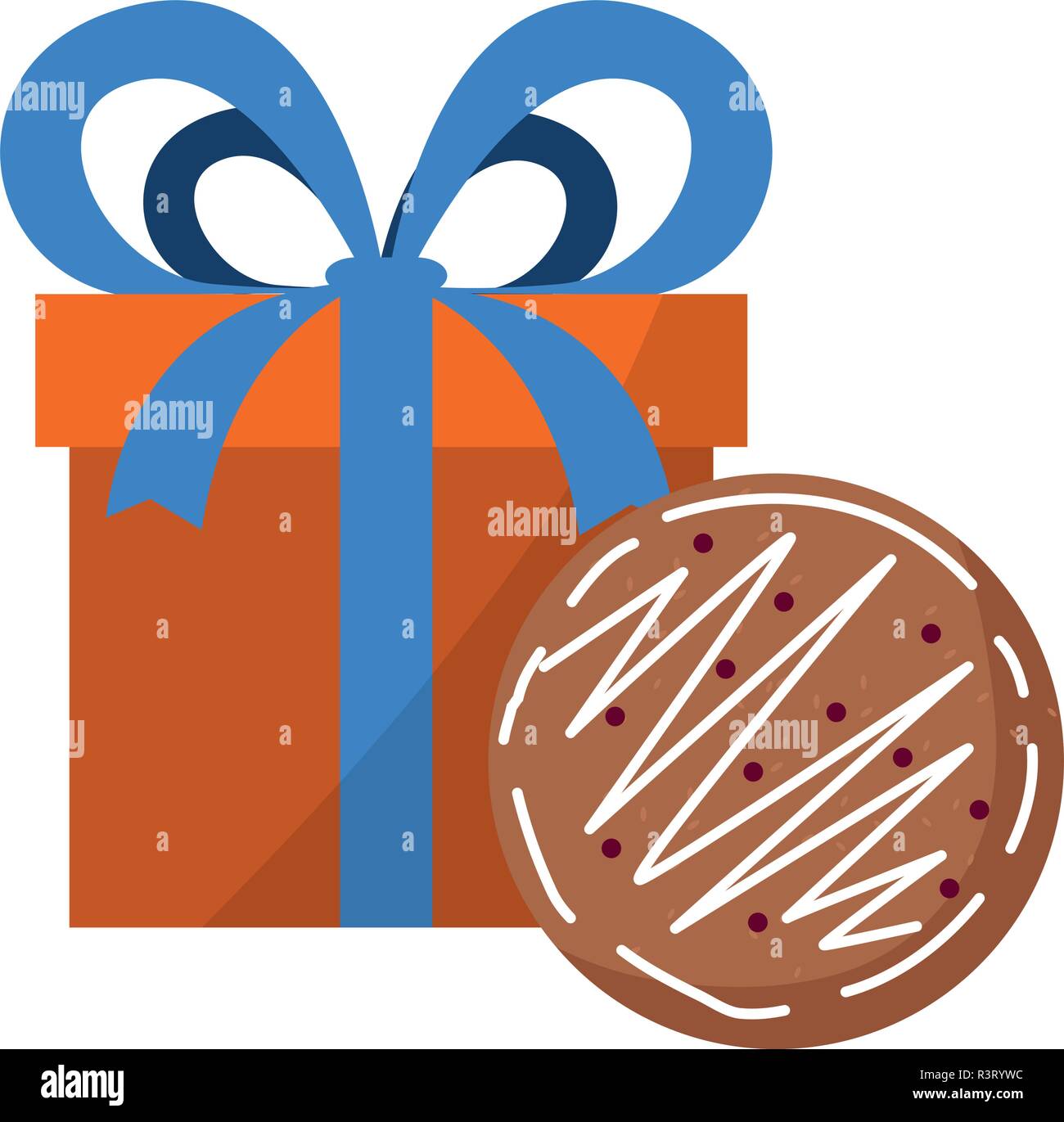gift box and cookie over white background, vector illustration Stock ...