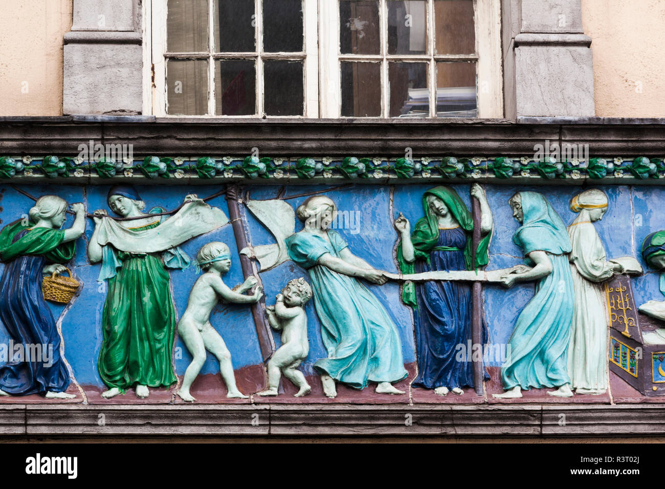 Ireland, Dublin, Sunlight Chambers building, exterior ceramic frieze ...