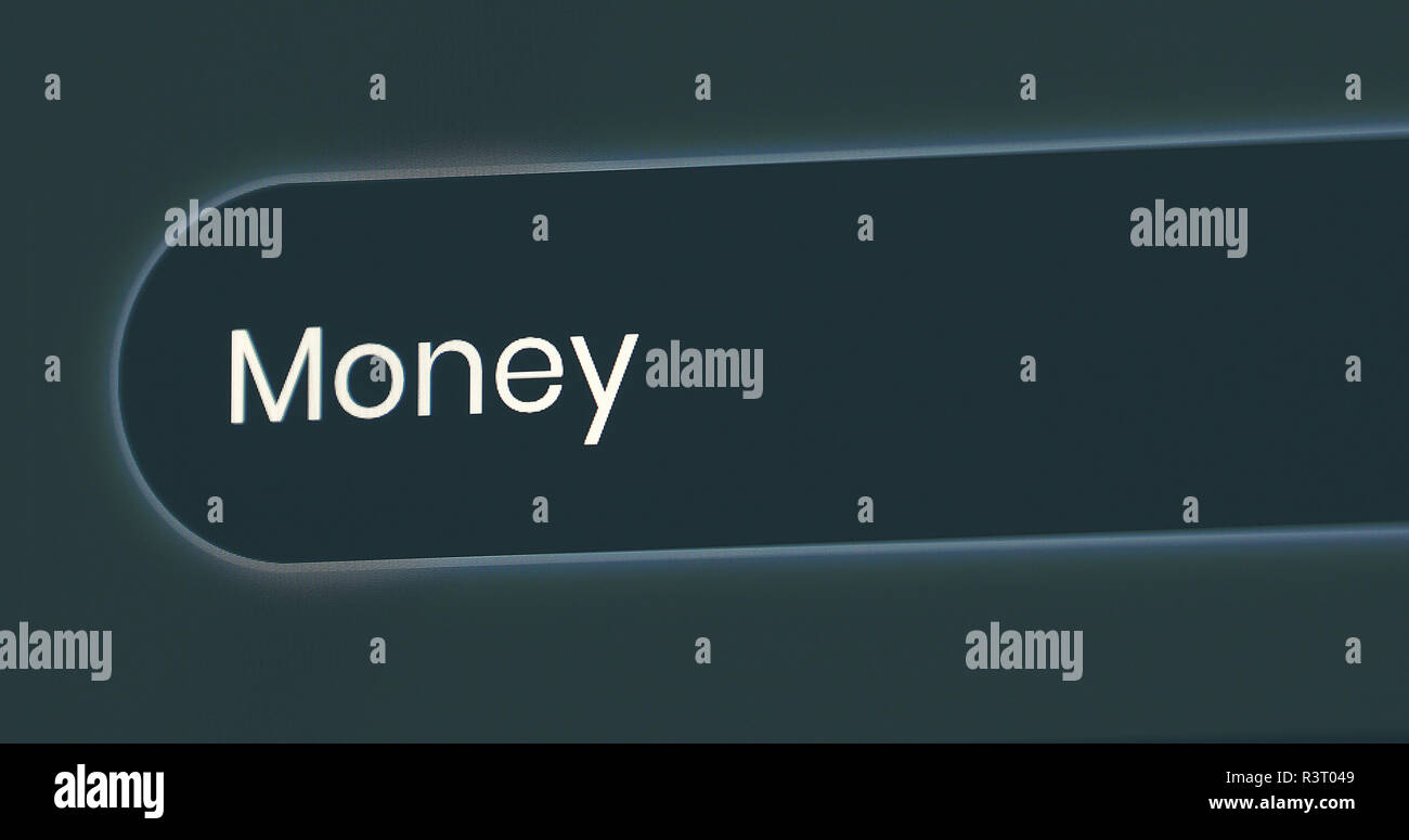 Word Money Written In Search Bar. Close Up View Of A Computer Monitor ...
