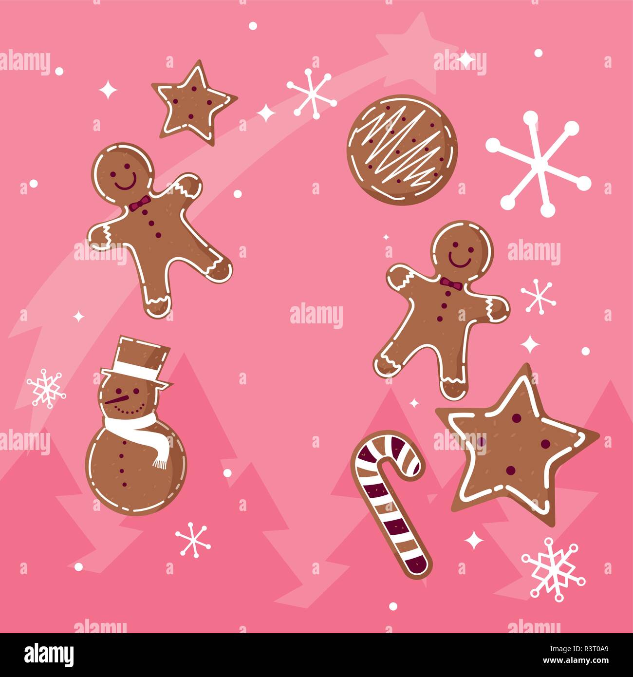 christmas cookies over pink background, vector illustration Stock ...