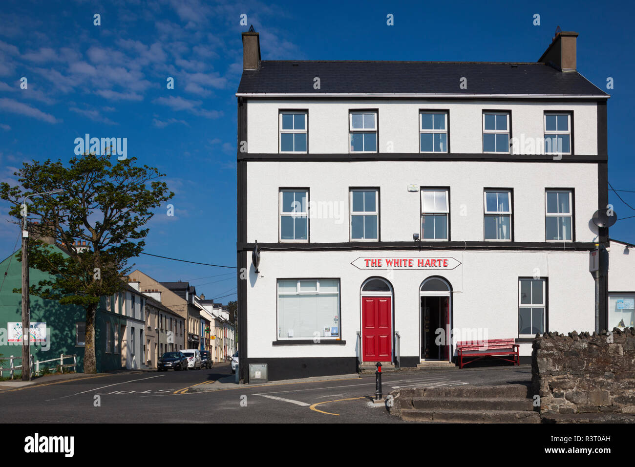 Ireland, County Donegal, Fanad Peninsula, Rathmullan, town view with ...