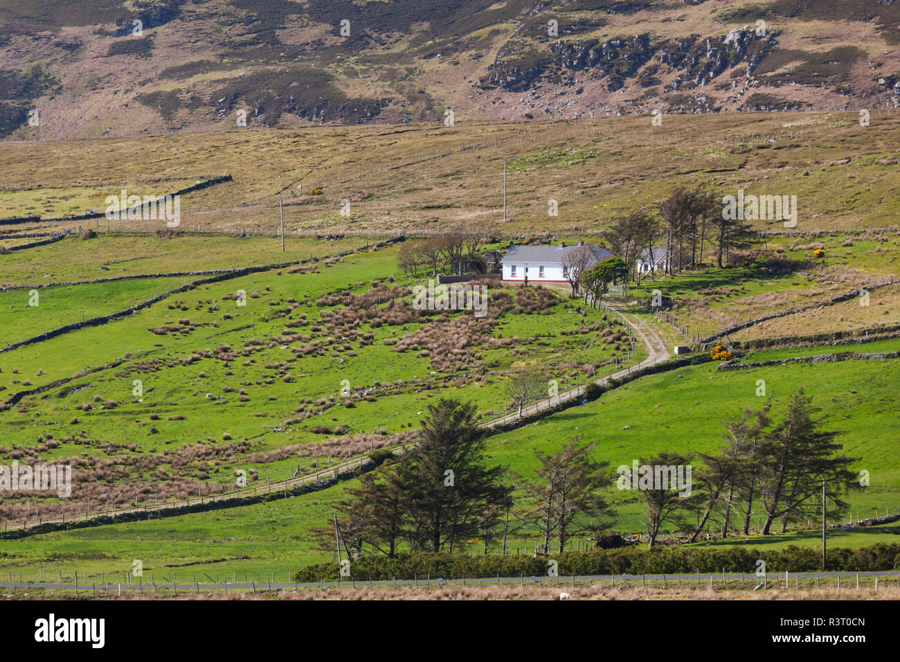 Ireland, County Donegal, Glengesh Pass, landscape with traditional ...