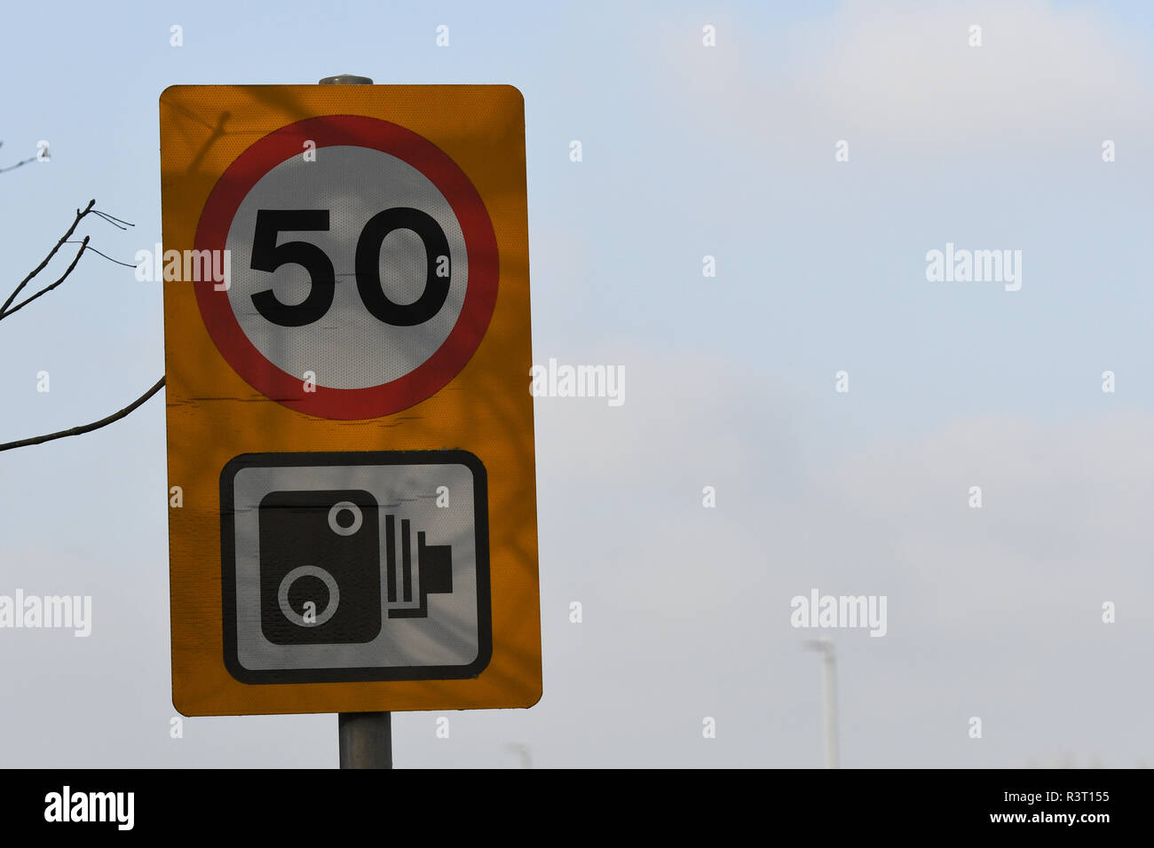 speed camera road sign Stock Photo - Alamy