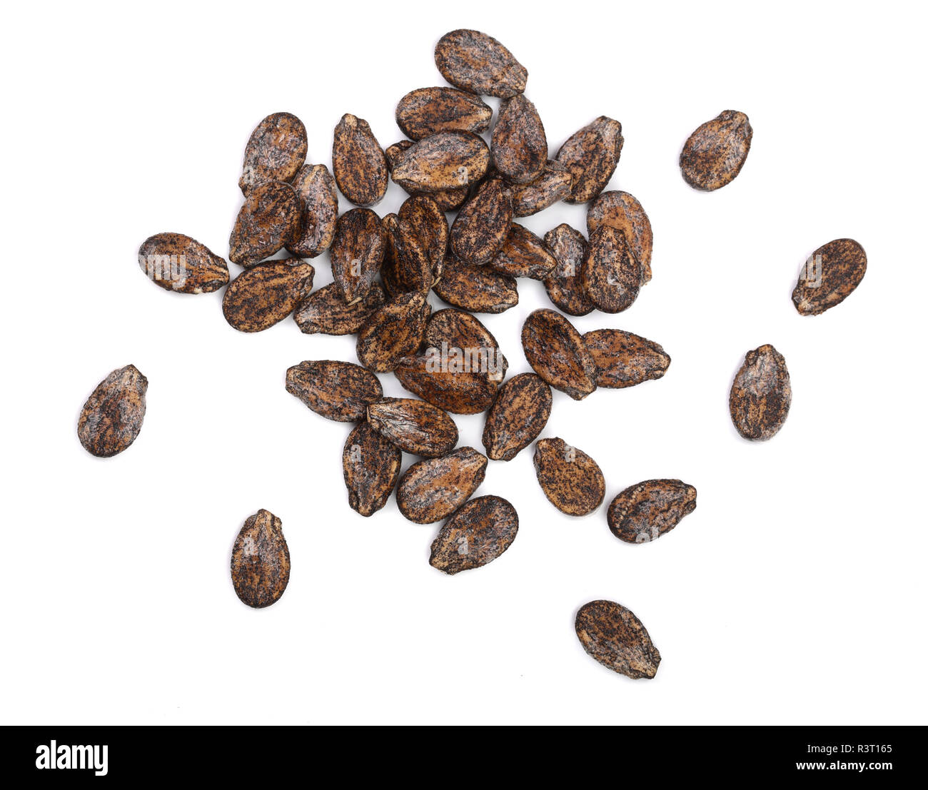 watermelon seeds isolated on white background. Top view Stock Photo - Alamy