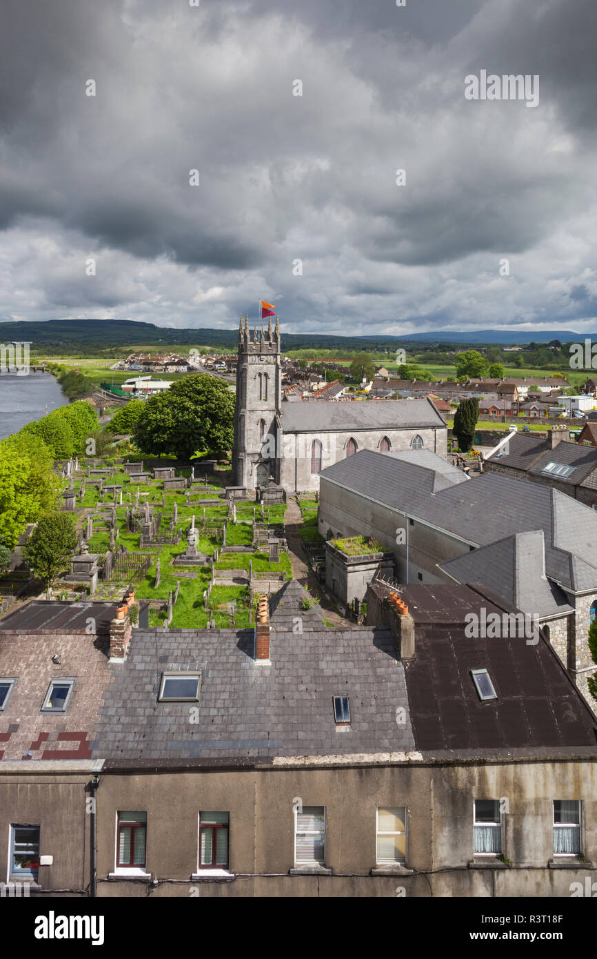 Ireland, County Limerick, Limerick City, elevated view of St. Munchin's ...