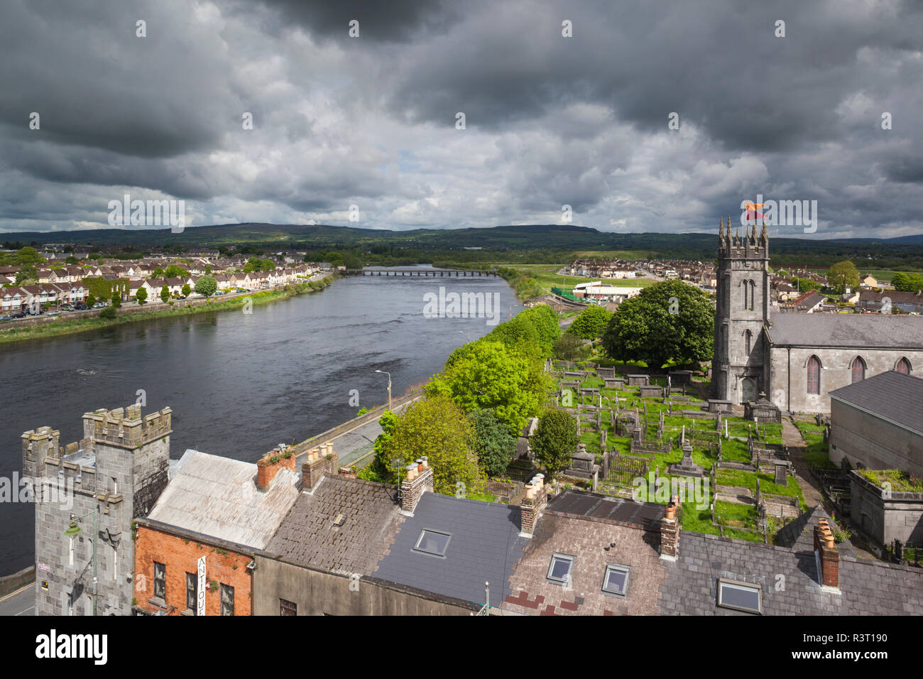 Ireland, County Limerick, Limerick City, elevated view of St. Munchin's ...