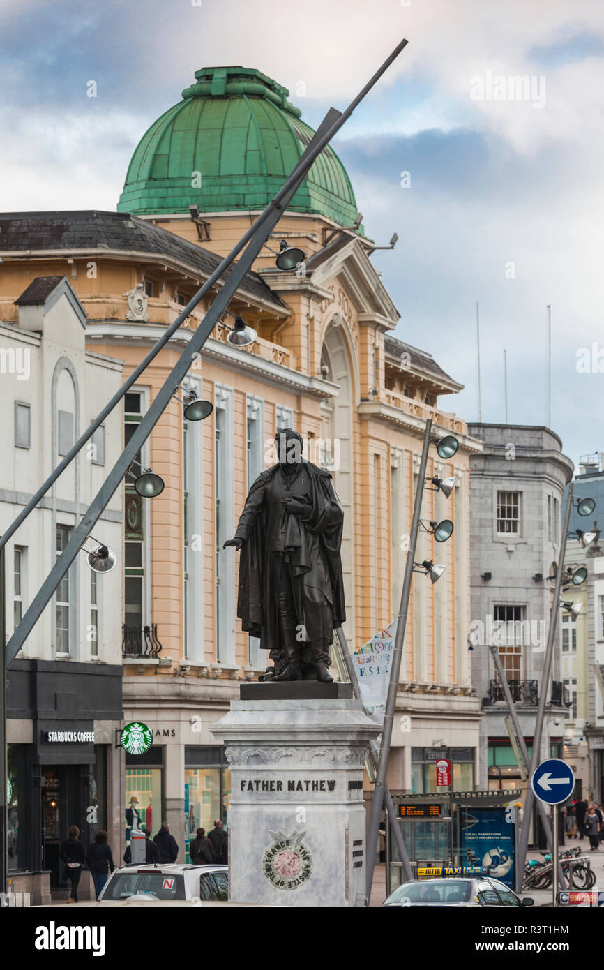 Ireland, County Cork, Cork City, St. Patrick's Street with statue of ...