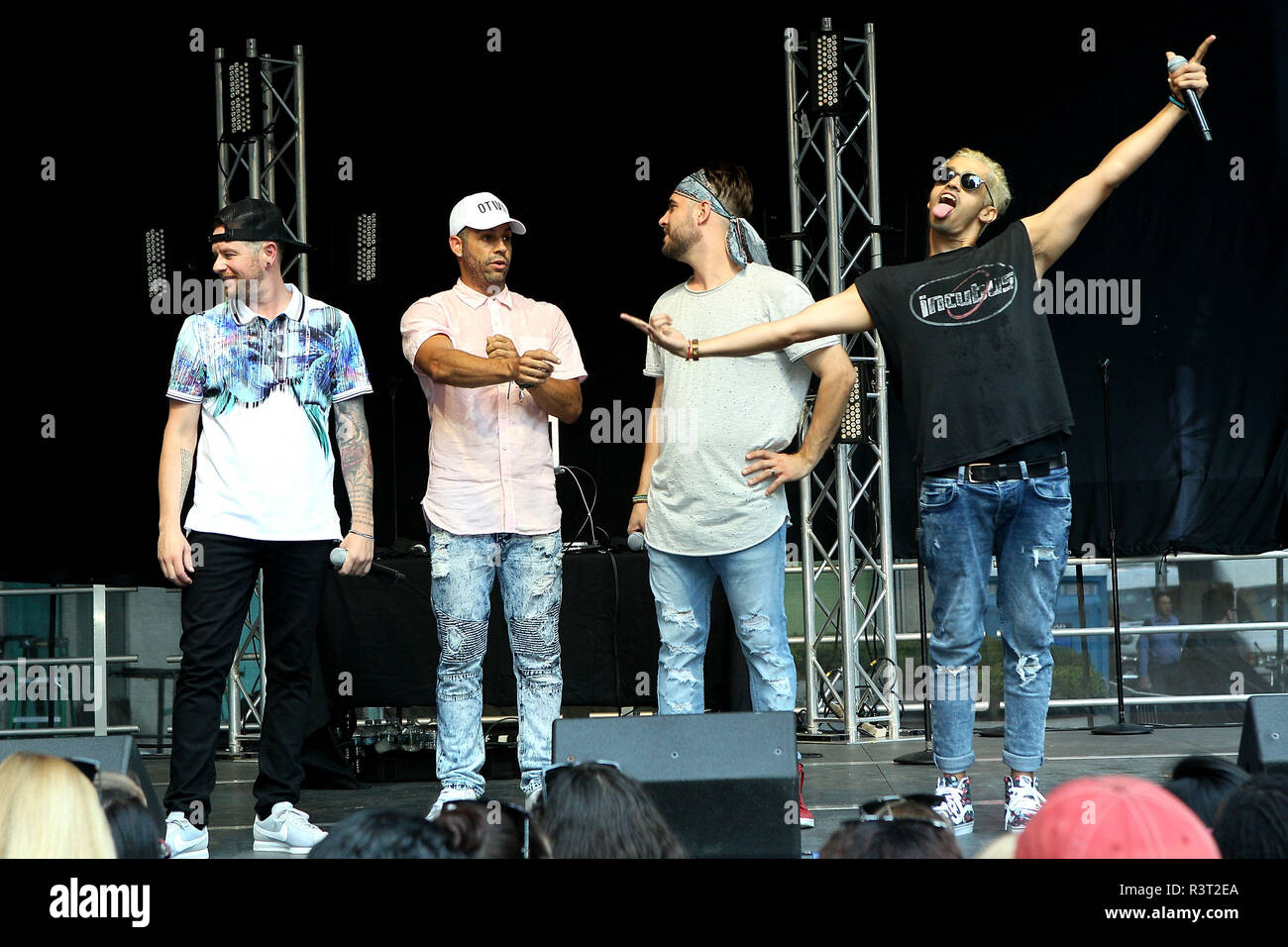 NEW YORK, NY - JULY 21: Jacob Underwood, Trevor Penick, Dan Miller and ...