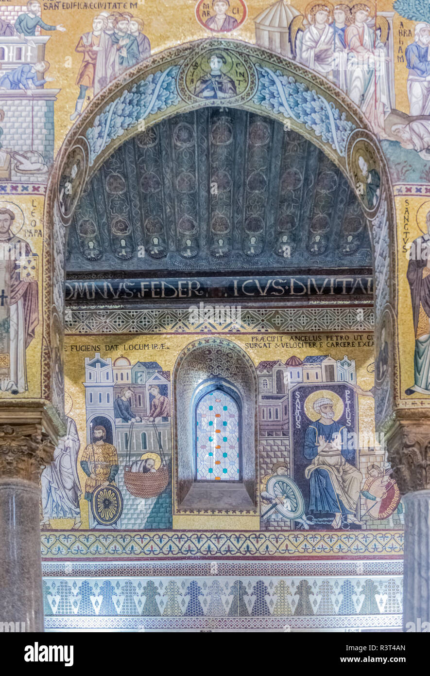 Italy, Sicily, Palermo, Palatine Chapel Mosaic Mural commissioned by ...