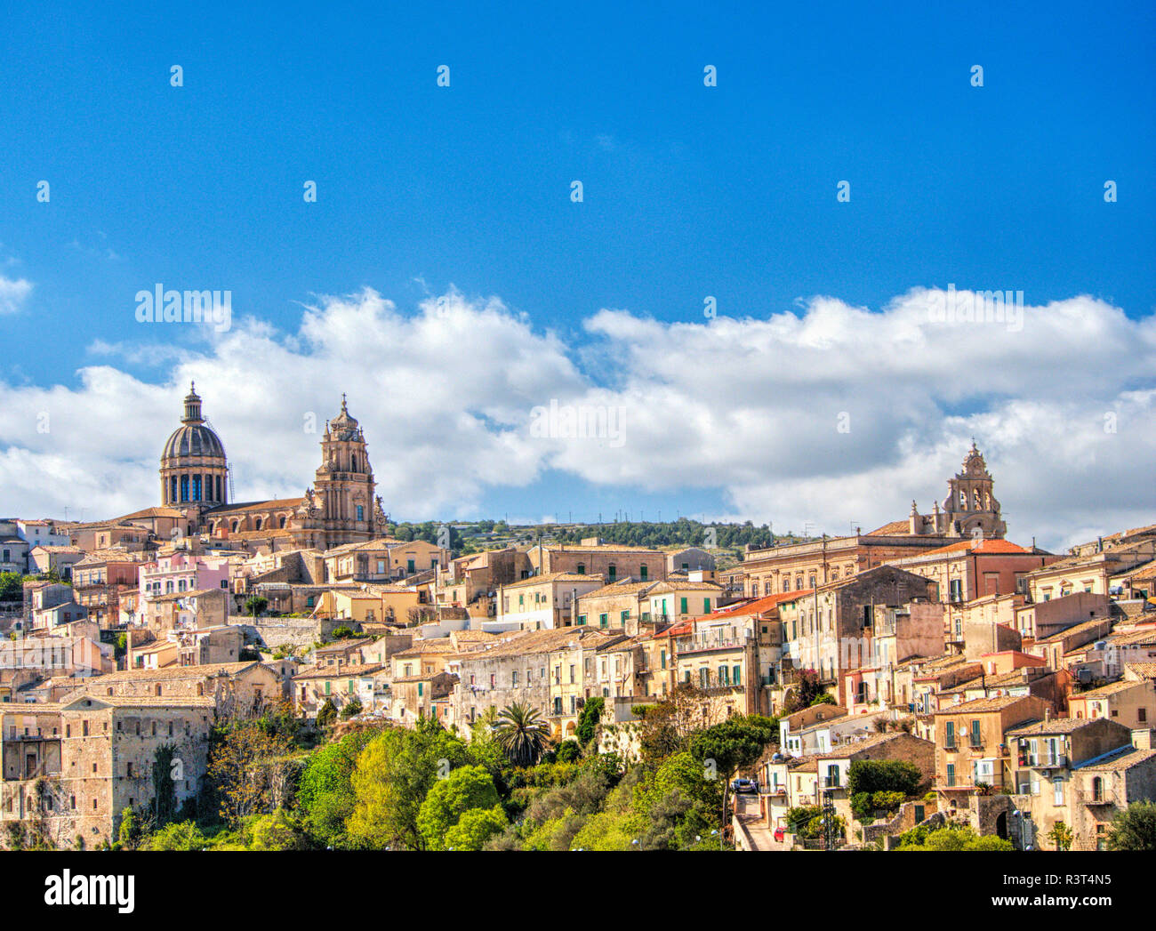 Santa Maria delli'Idria in the foreground and Ragusa Ibla Sicily behind ...
