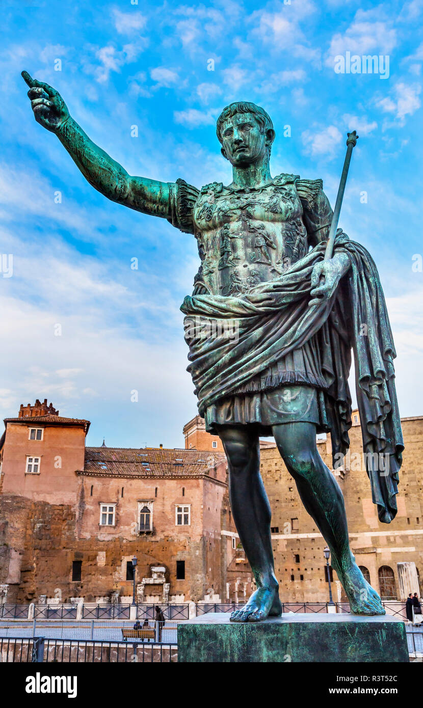 August Caesar bronze statue Trajan Market, Rome, Italy. Trajan Market ...
