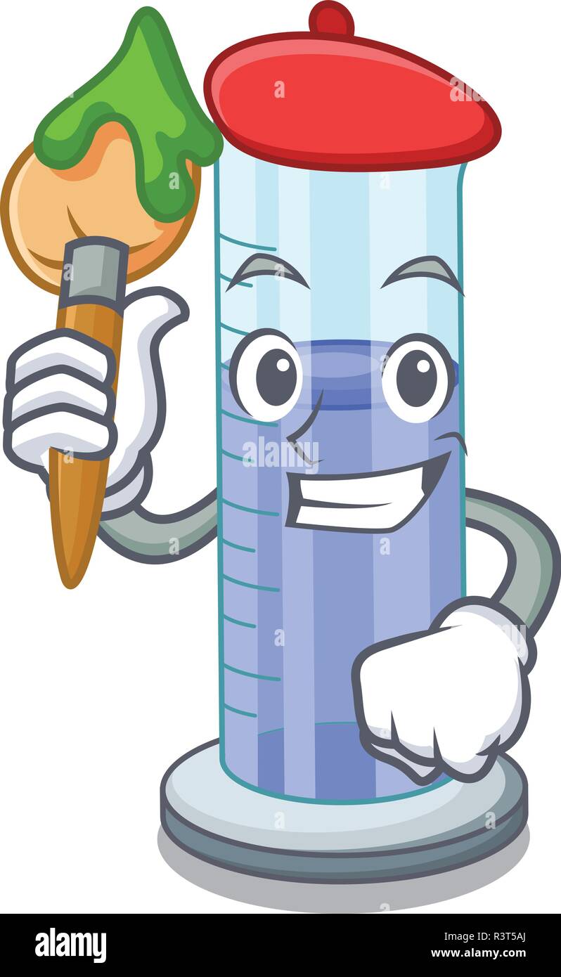Artist graduated cylinder with on mascot liquid Stock Vector Image ...