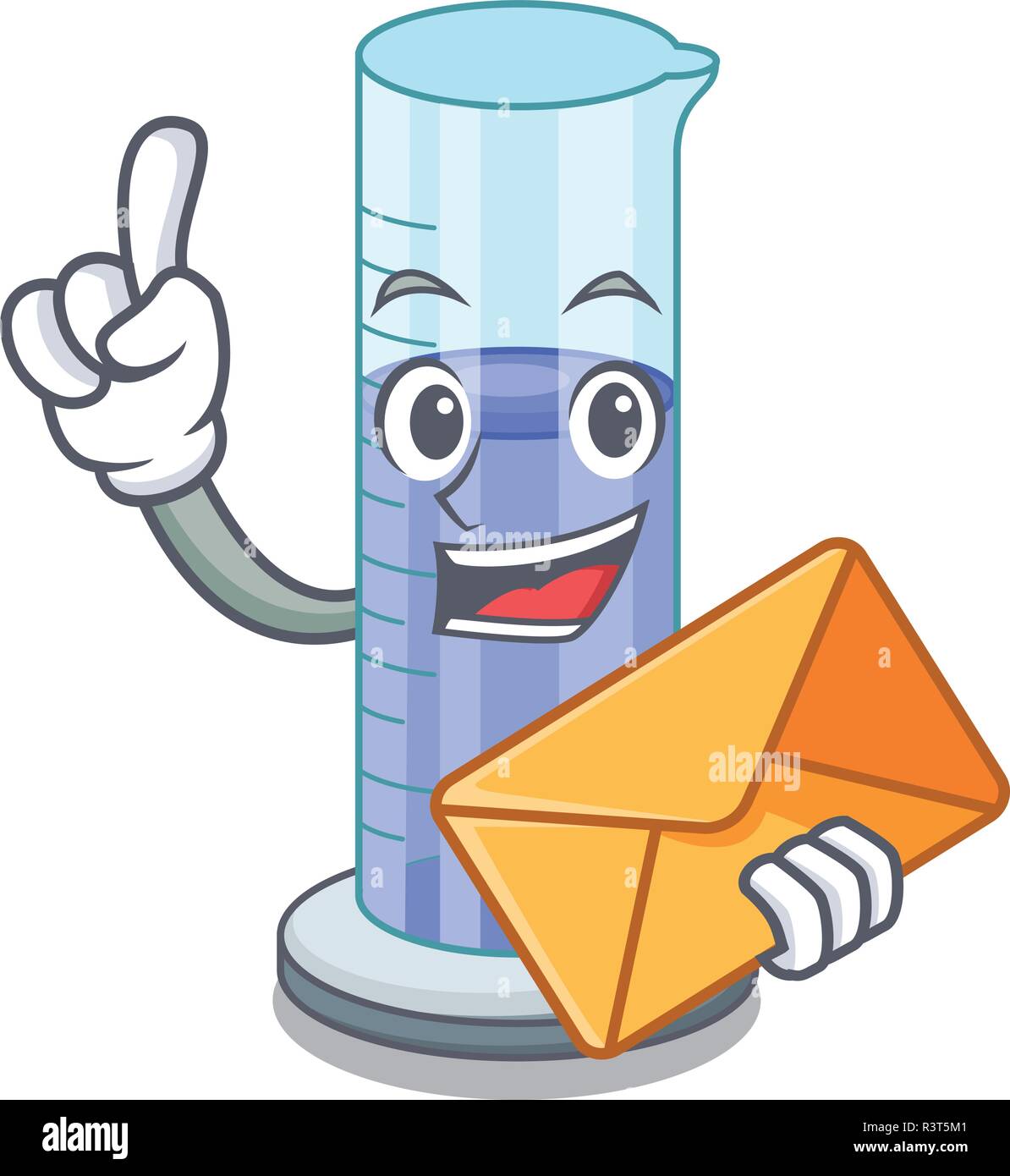 With envelope graduated cylinder icon in outline character Stock Vector ...