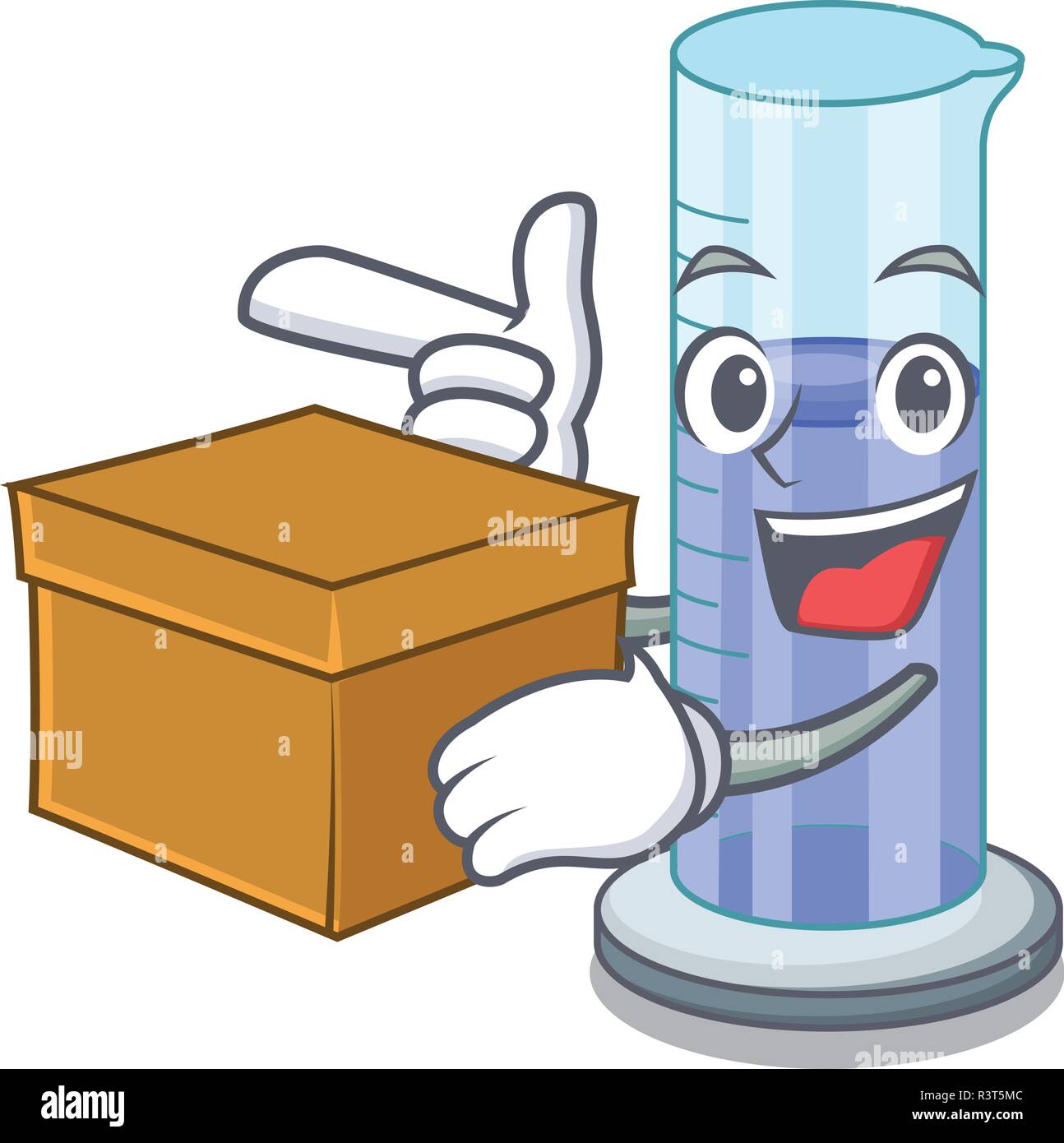 With box graduated cylinder icon in outline character Stock Vector ...