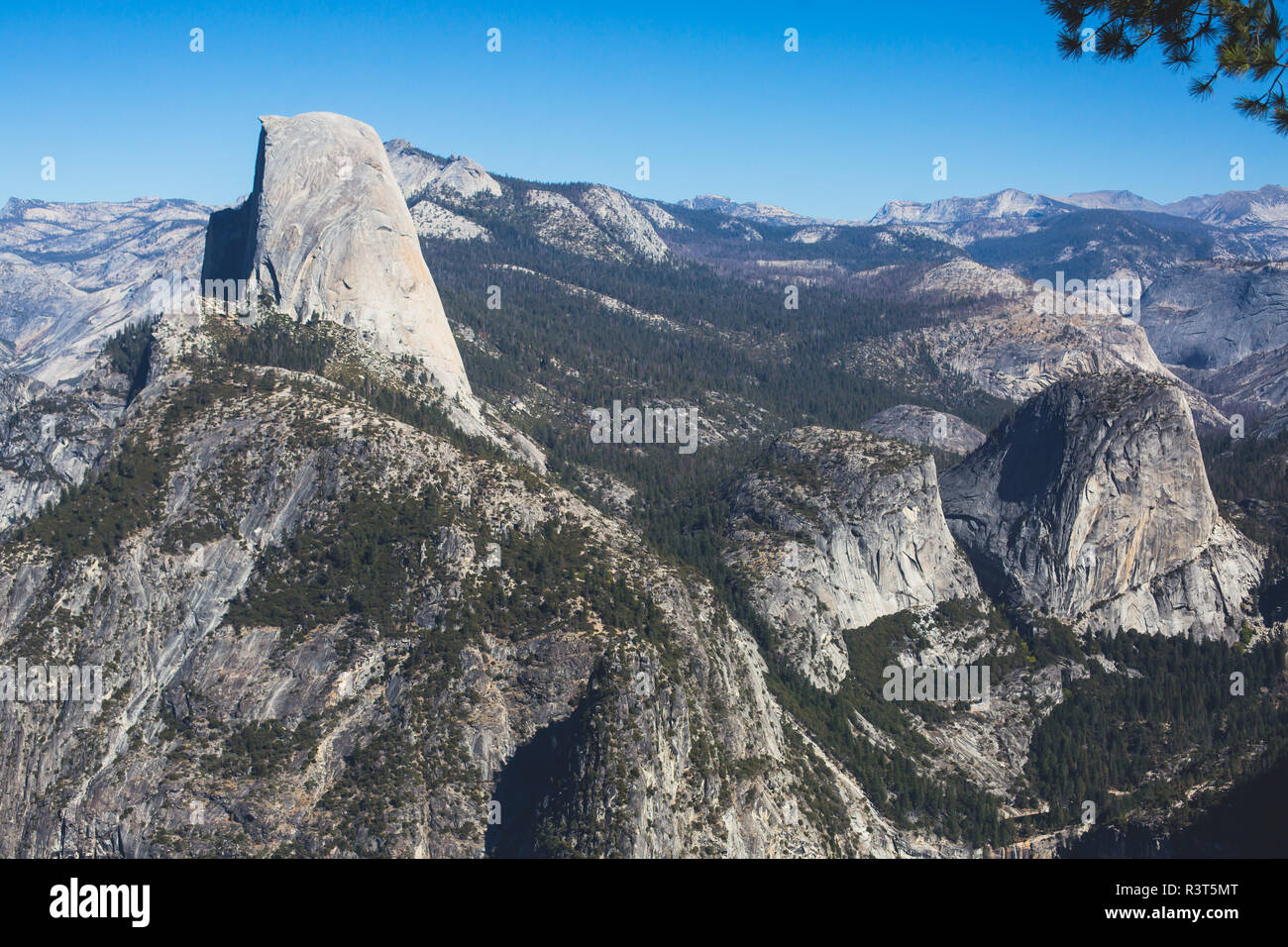 Panoramic summer view of Yosemite valley with Half Dome mountain ...