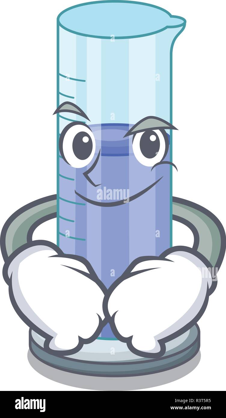 Smirking graduated cylinder icon in outline character Stock Vector ...