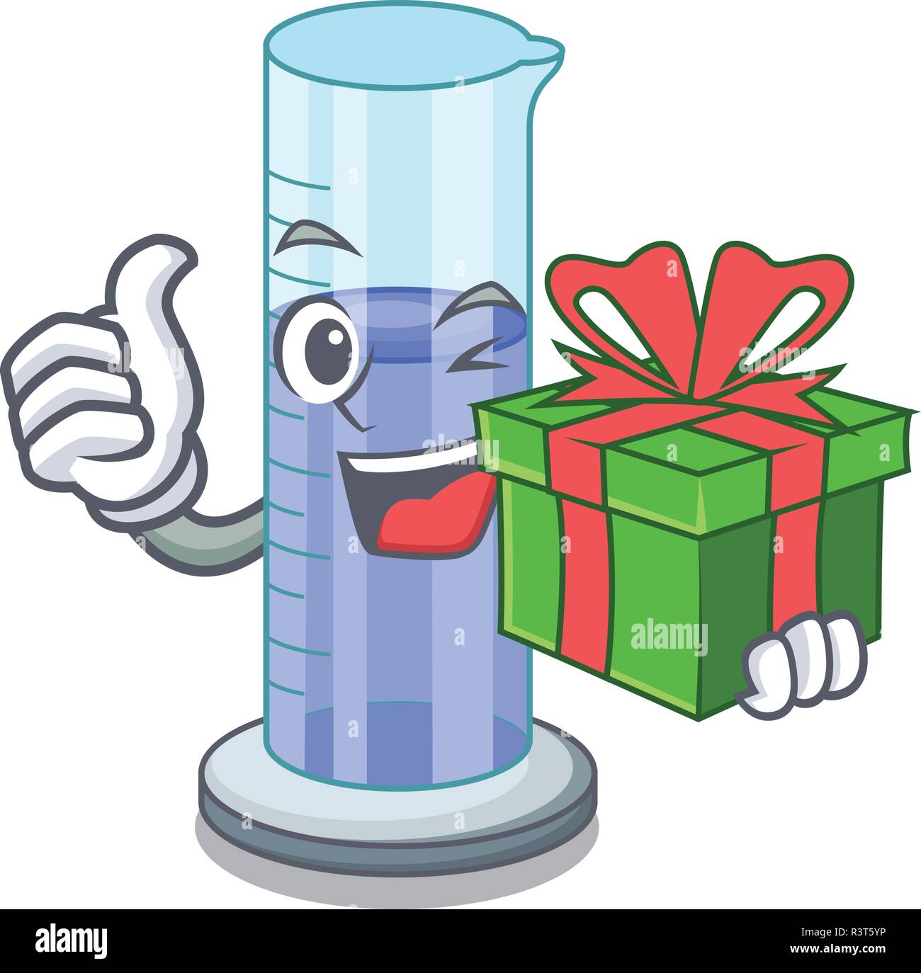 With gift graduated shaped cylinder Isolated on cartoon Stock Vector ...