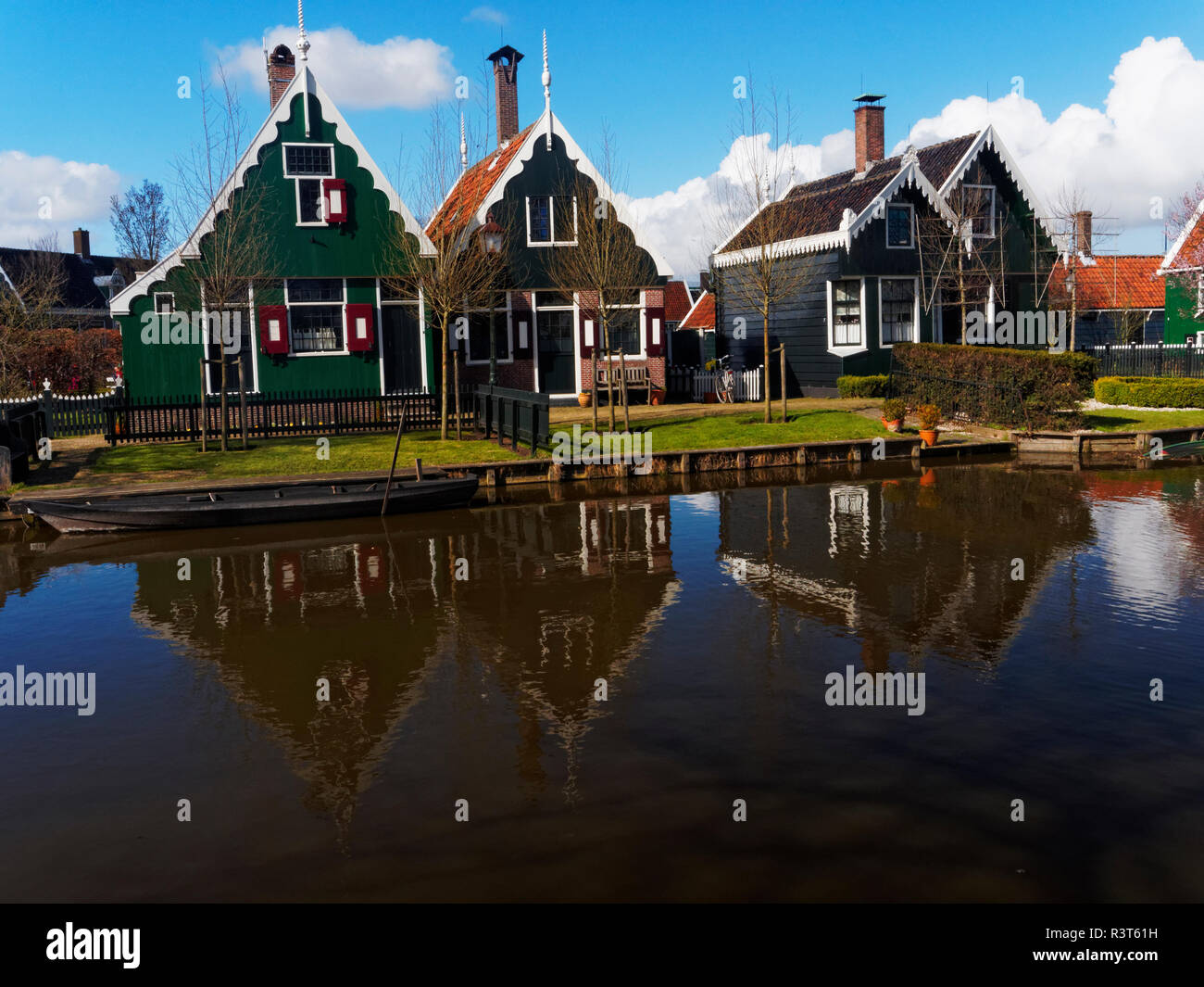 Netherlands, Zaandam, Traditional architecture in Zaanse Schans Museum ...