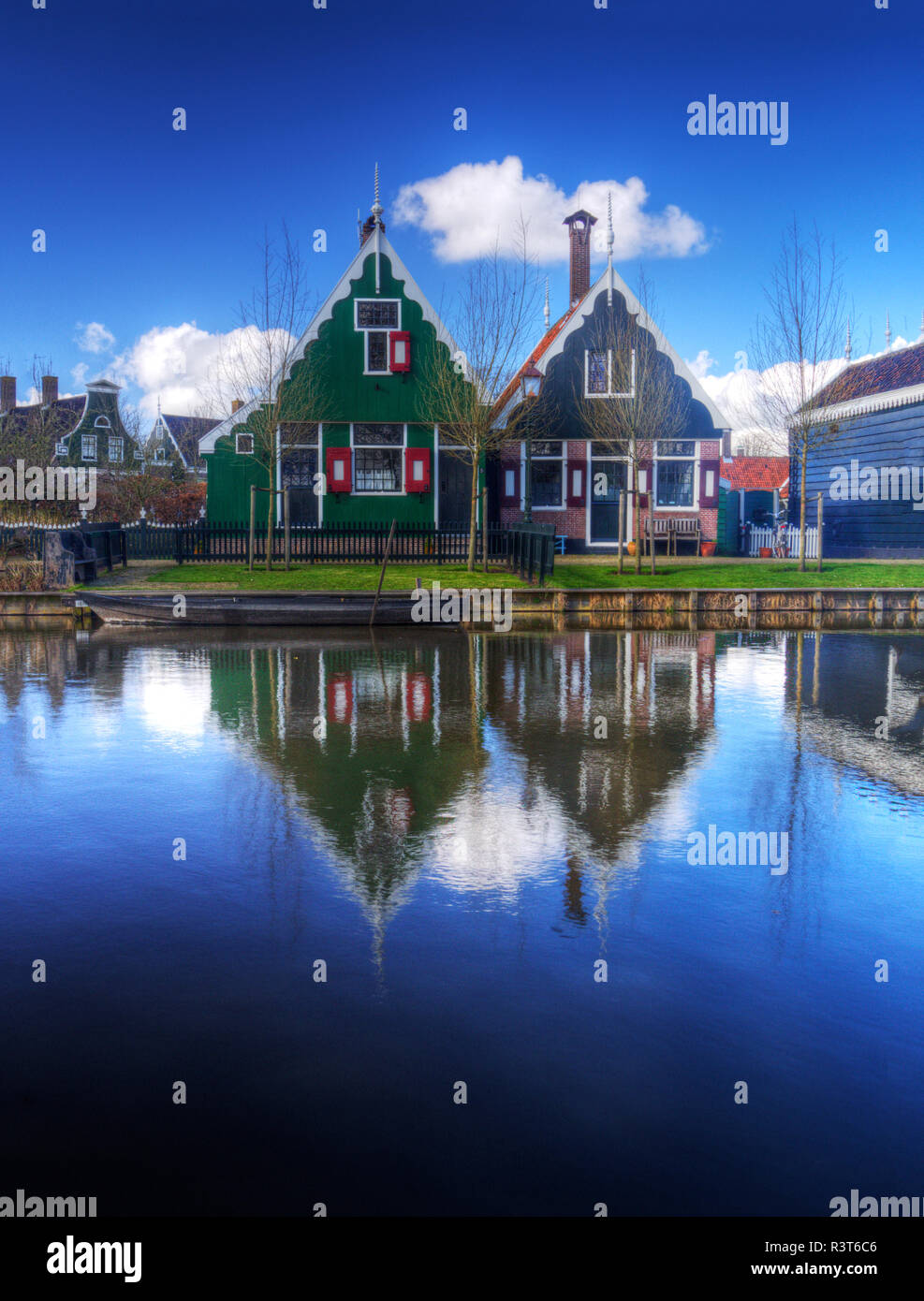 Netherlands, Zaandam, Traditional architecture in Zaanse Schans Museum ...
