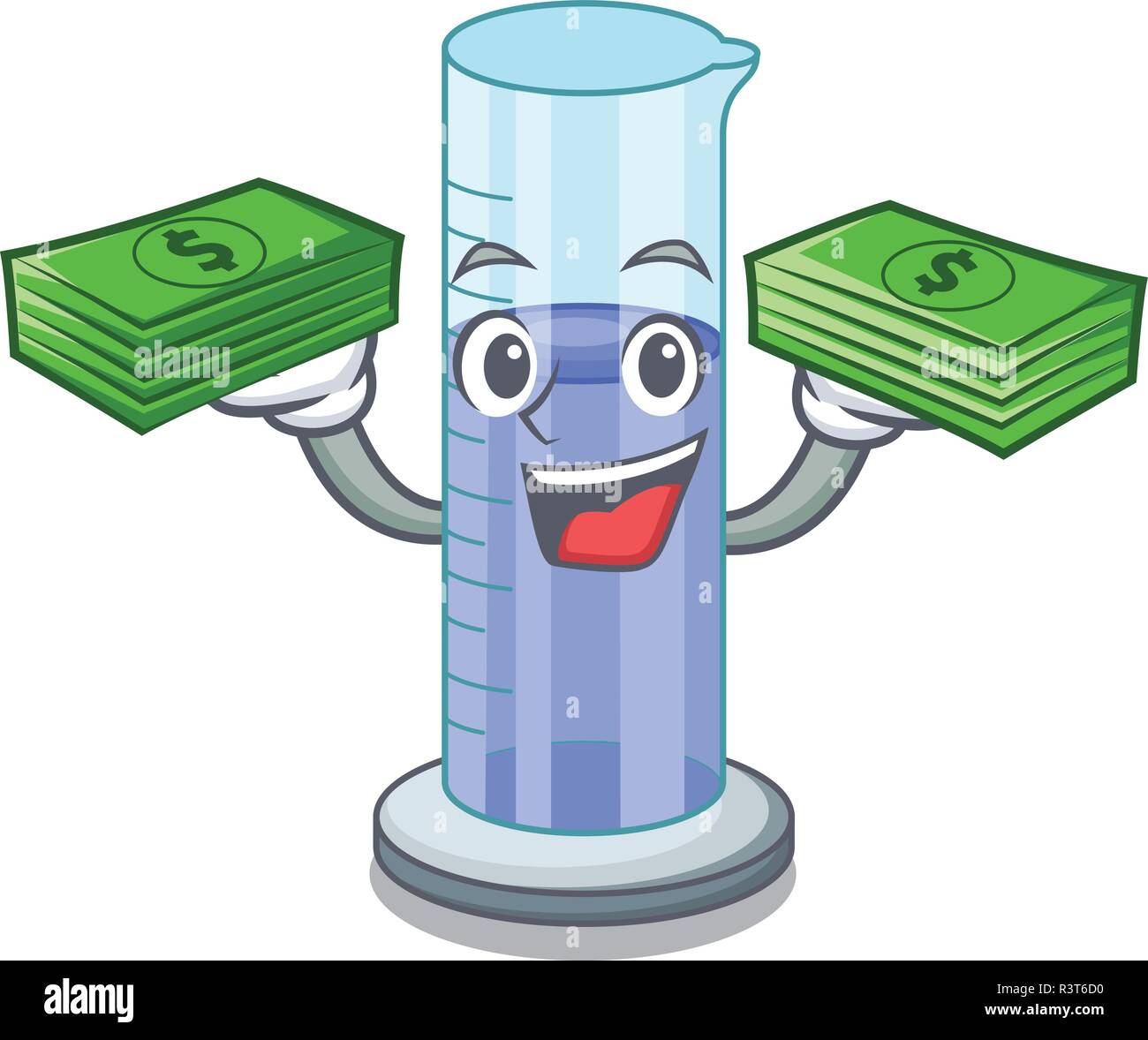 With money graduated shaped cylinder Isolated on cartoon Stock Vector ...