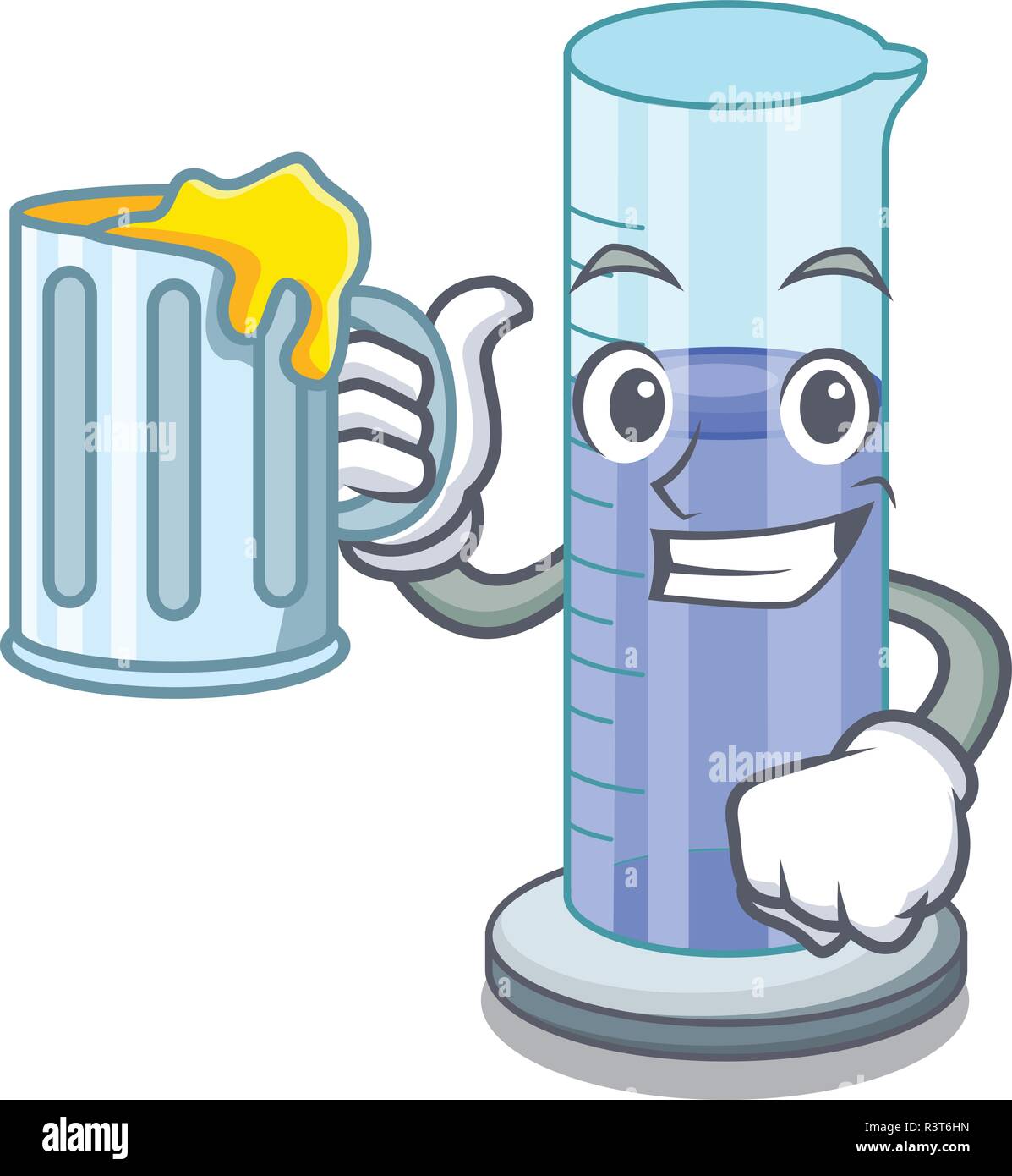 With juice graduated shaped cylinder Isolated on cartoon Stock Vector ...