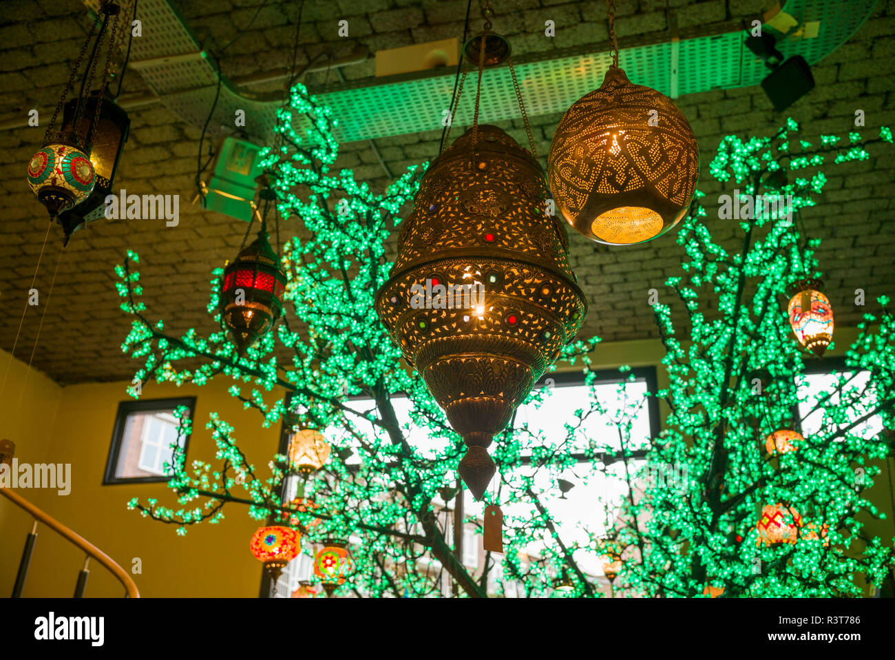 Netherlands, Rotterdam. Middle eastern-themed lamps and lights Stock ...