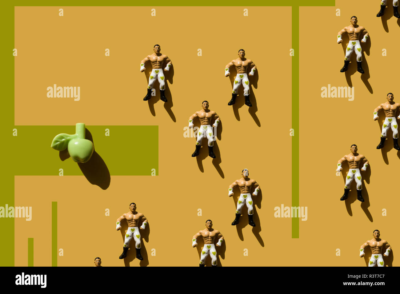 Strong man green heart wrestler trouser fake apple hi-res stock ...