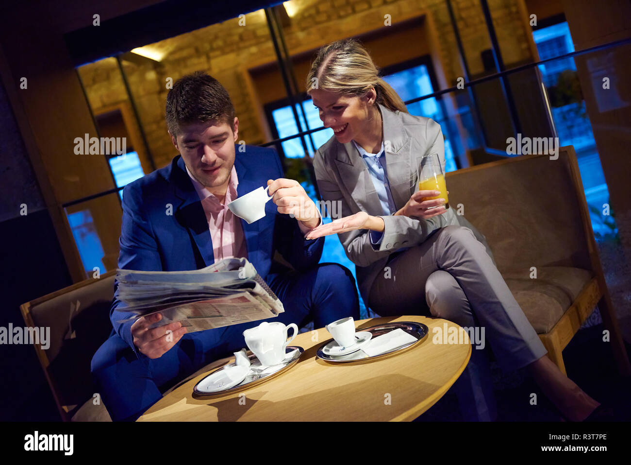 business couple take drink after work Stock Photo - Alamy