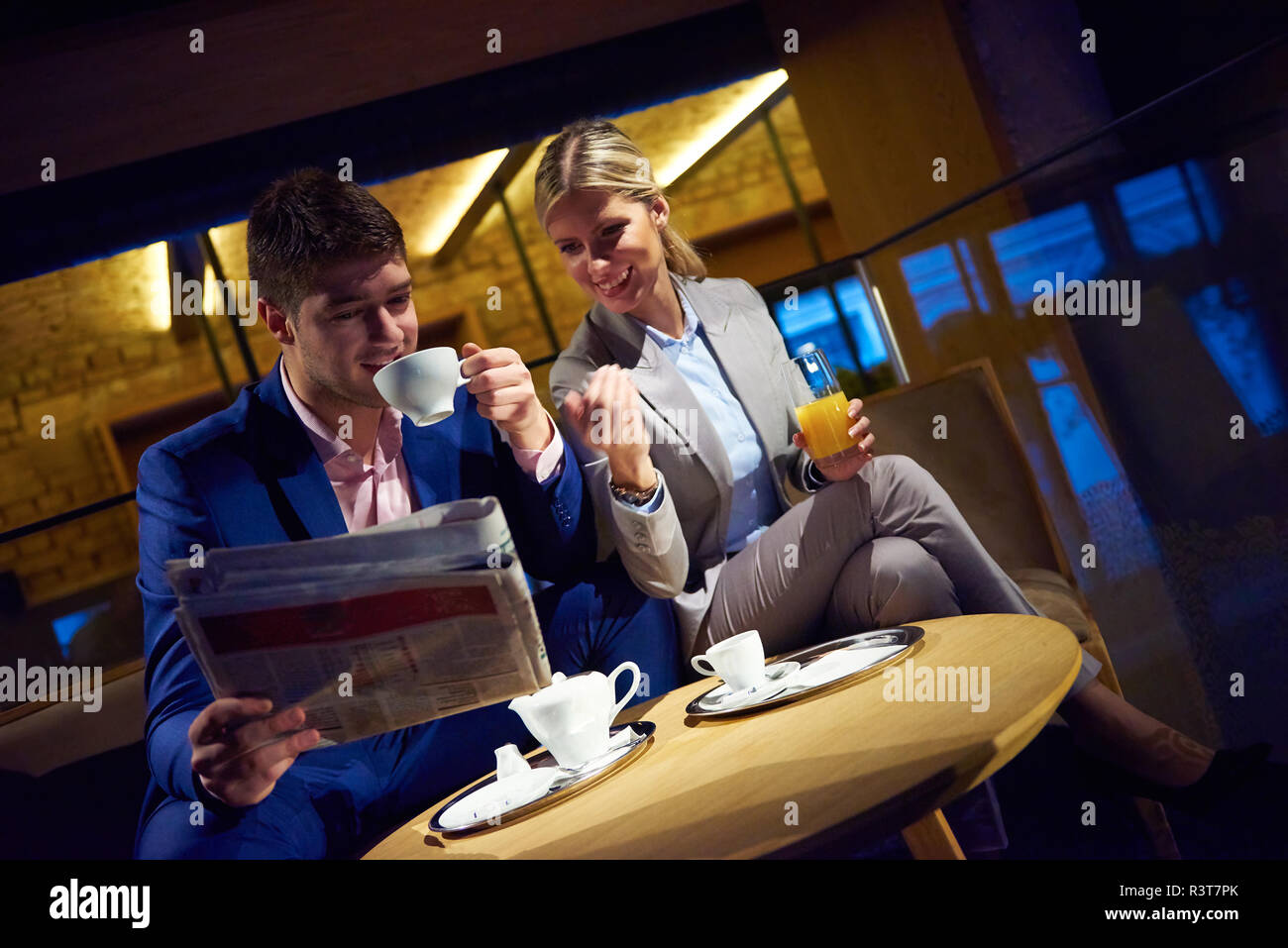 business couple take drink after work Stock Photo - Alamy