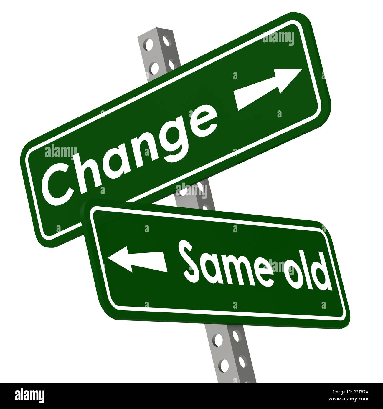 Change and same old road sign in green color Stock Photo - Alamy