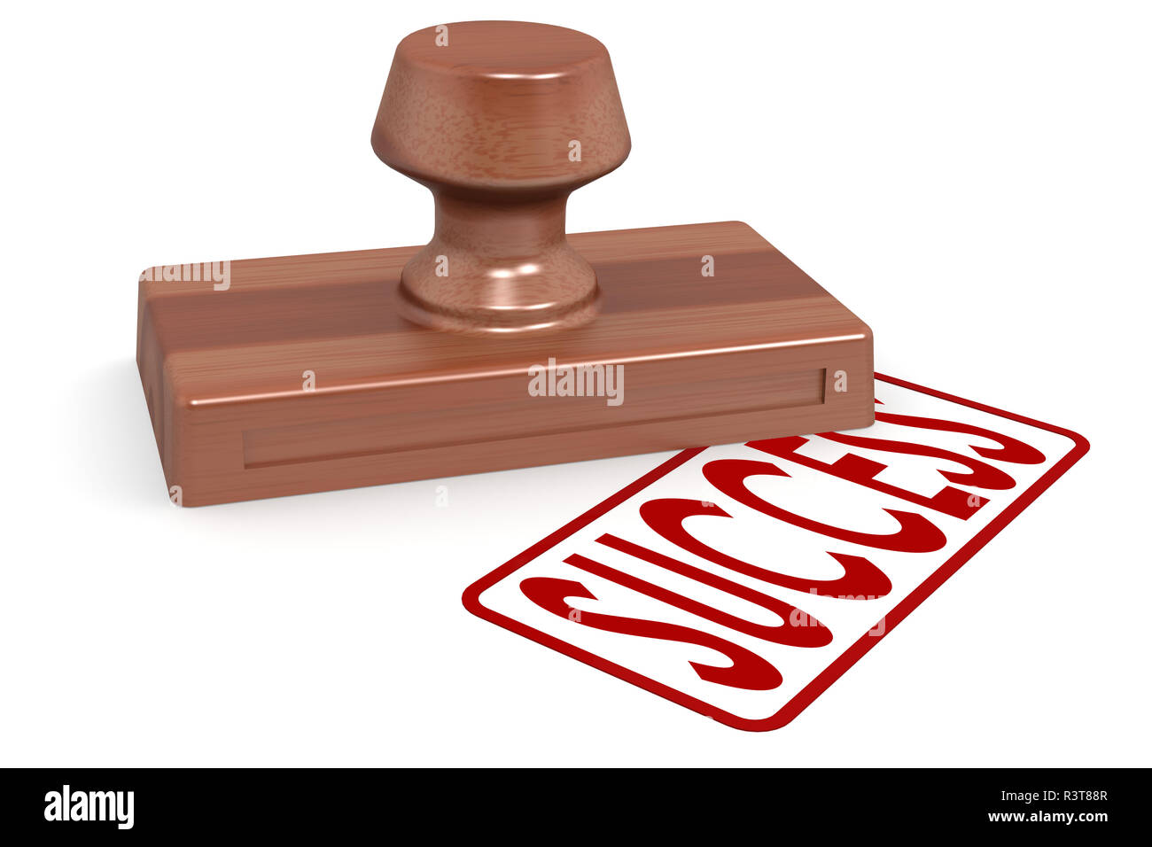 Wooden stamp success with red text Stock Photo - Alamy