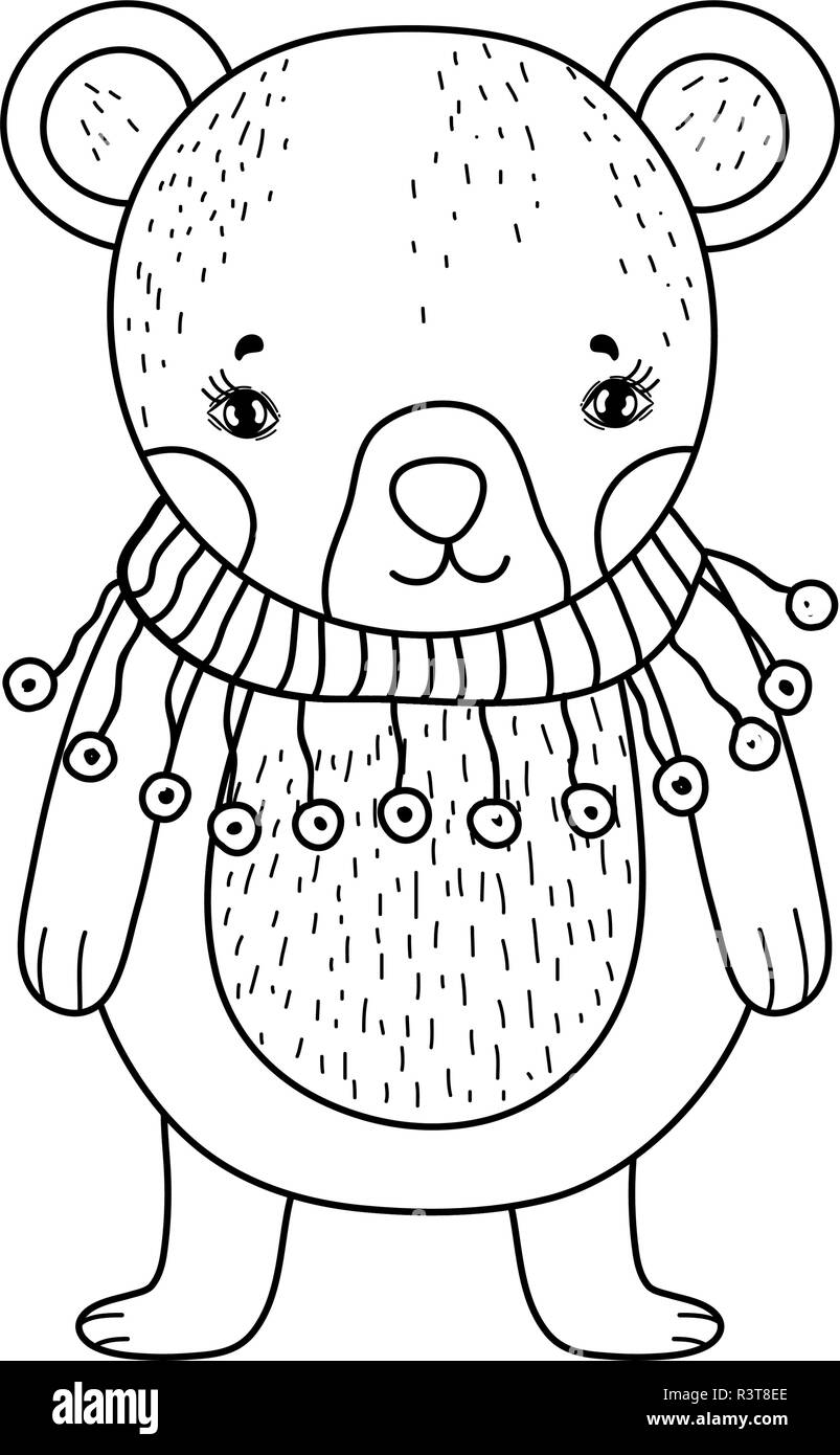cute little bear with scarf vector illustration design Stock Vector ...