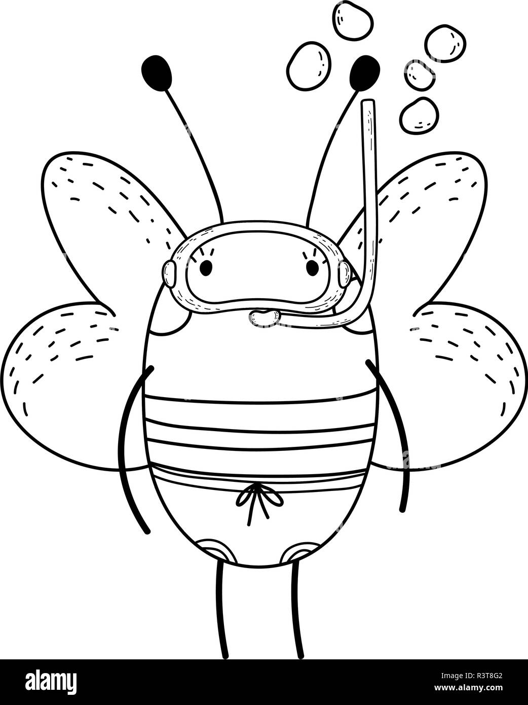cute little bee with snorkel vector illustration design Stock Vector ...