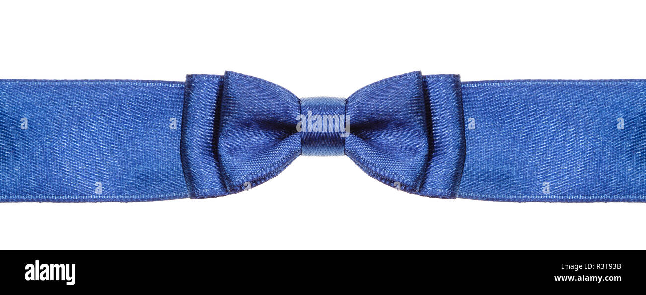 symmetrical blue bow knot on wide satin ribbon Stock Photo - Alamy