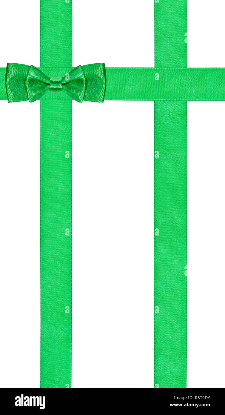 double green bow on three vertical satin ribbons Stock Photo - Alamy